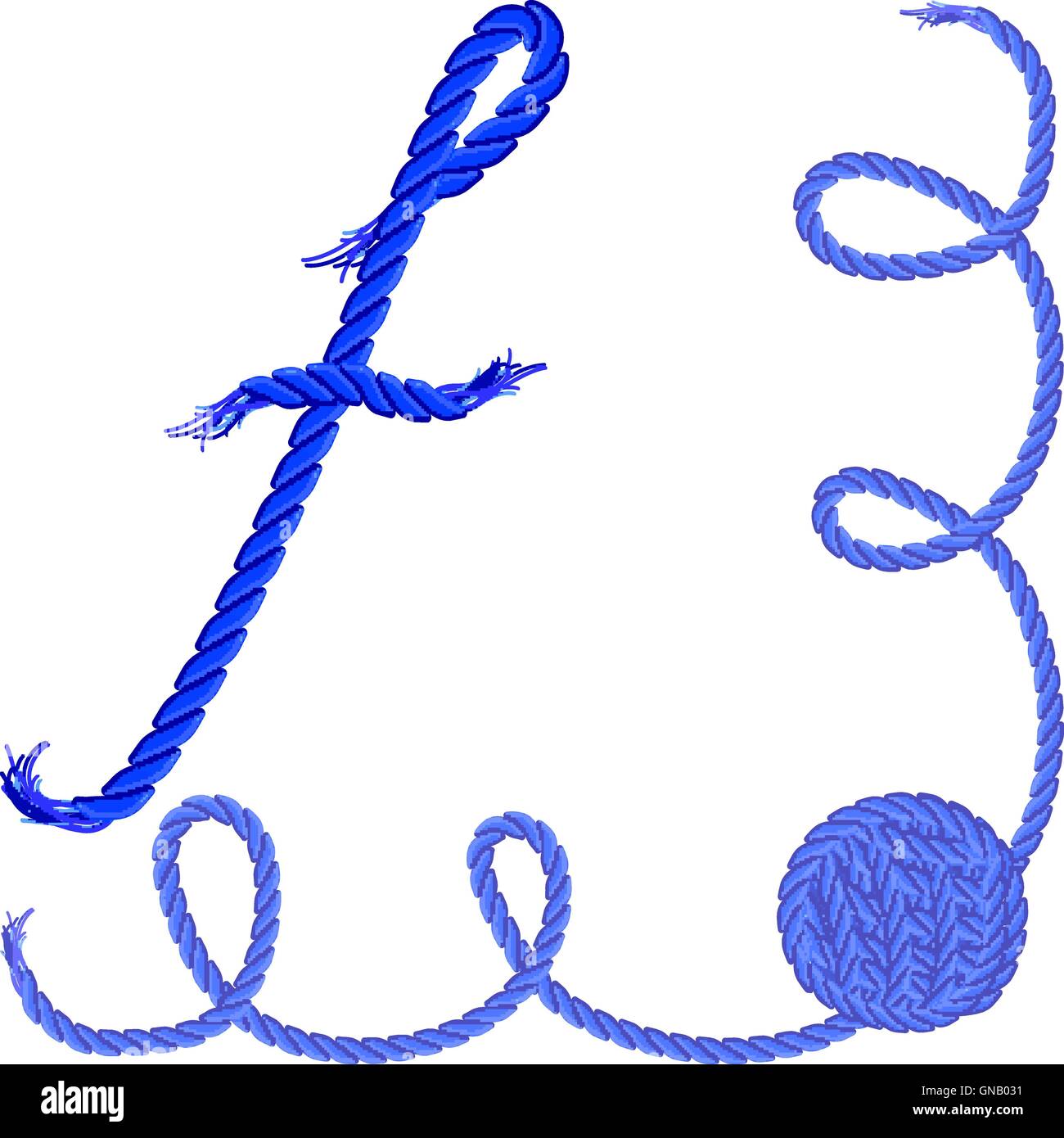 Letter F. Alphabet font vector - yarn, rope, cable Stock Vector Image ...