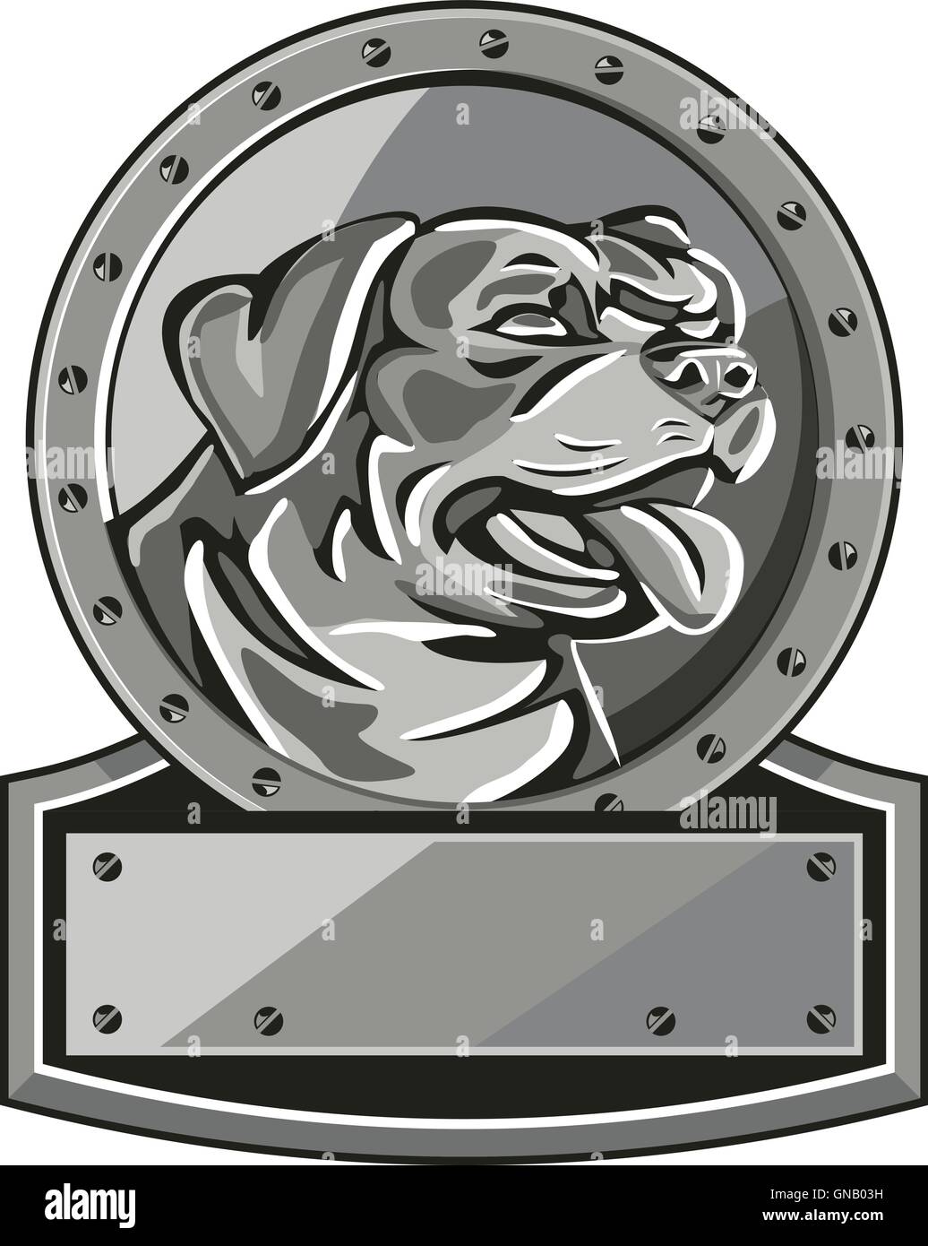 Rottweiler Guard Dog Shield Metallic Circle Retro Stock Vector Image ...
