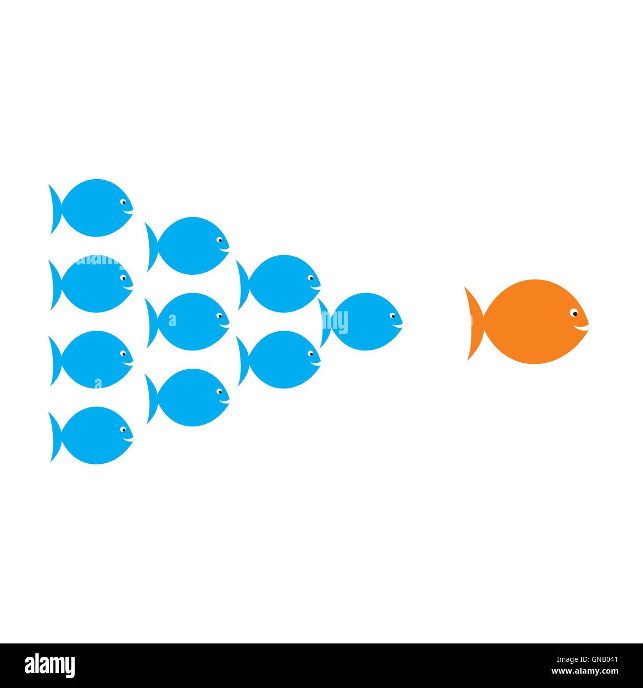 leadership concept , fish team follow the big fish concept design ...