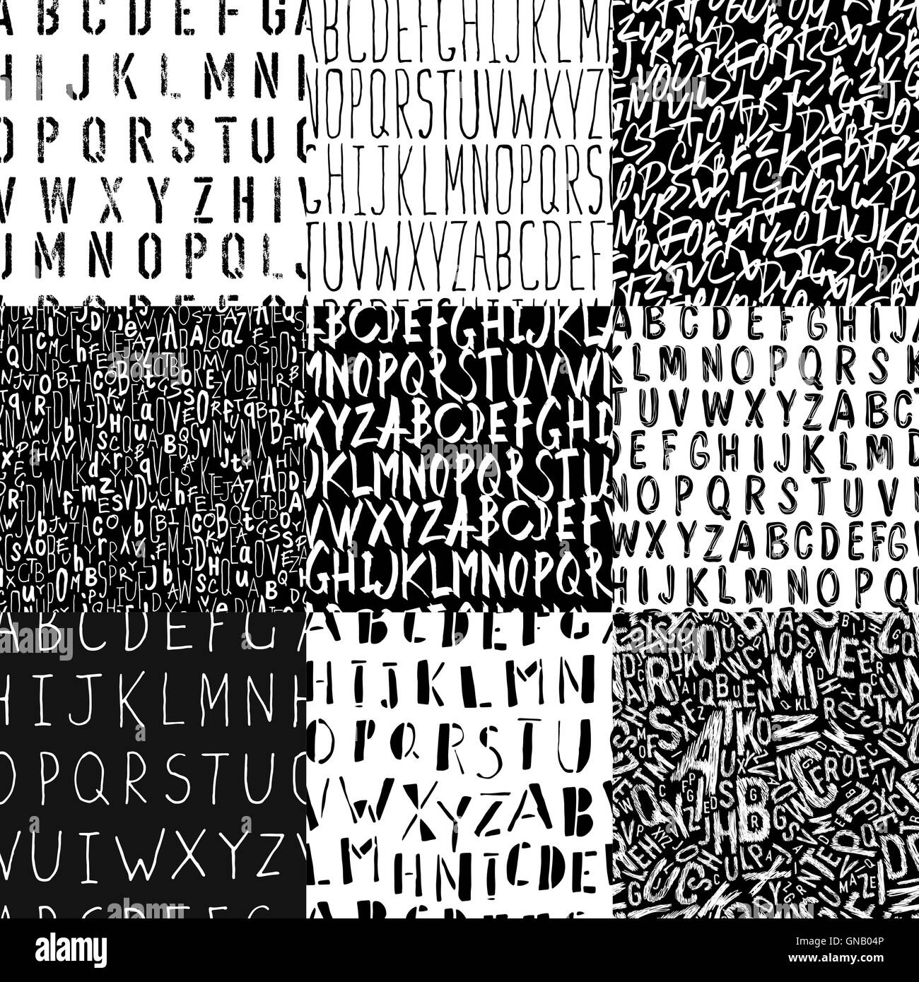 Different Alphabets Seamless Patterns Collection Stock Vector Image ...