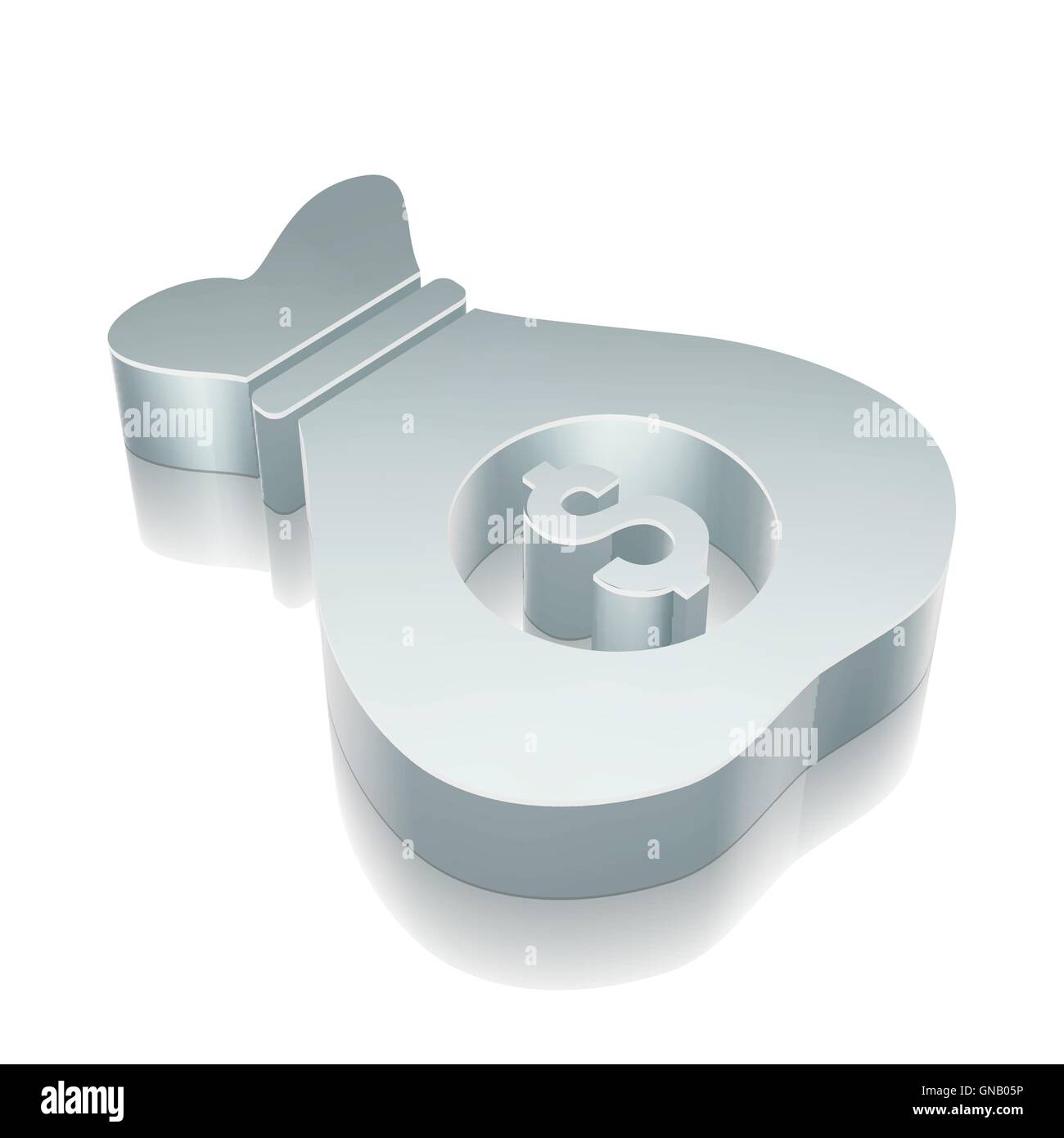 Business icon: 3d metallic Money Bag with reflection, vector ...