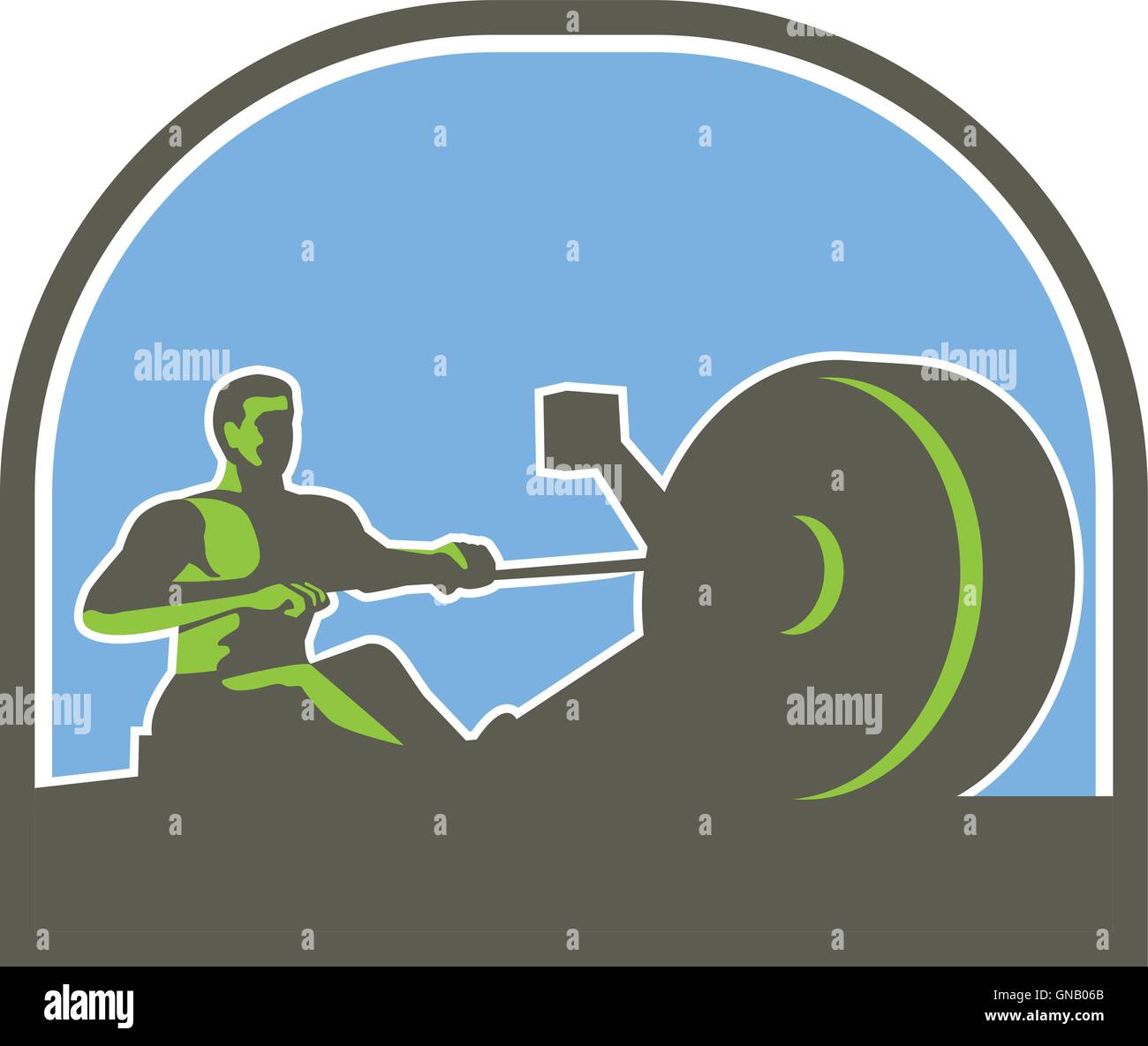 Rower Rowing Machine Half Circle Retro Stock Vector Image & Art - Alamy