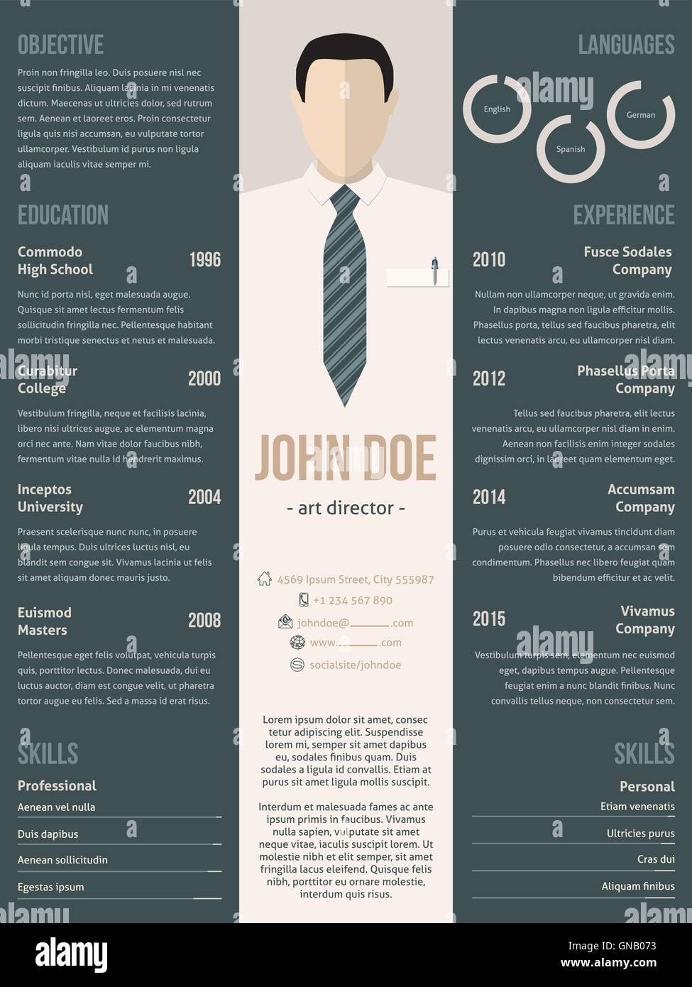 Modern resume cv template with business suit Stock Vector Image & Art ...