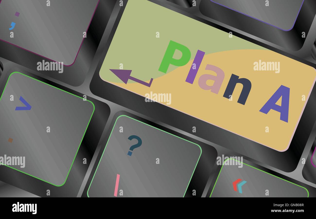 Plan A key on computer keyboard - internet business concept vector ...