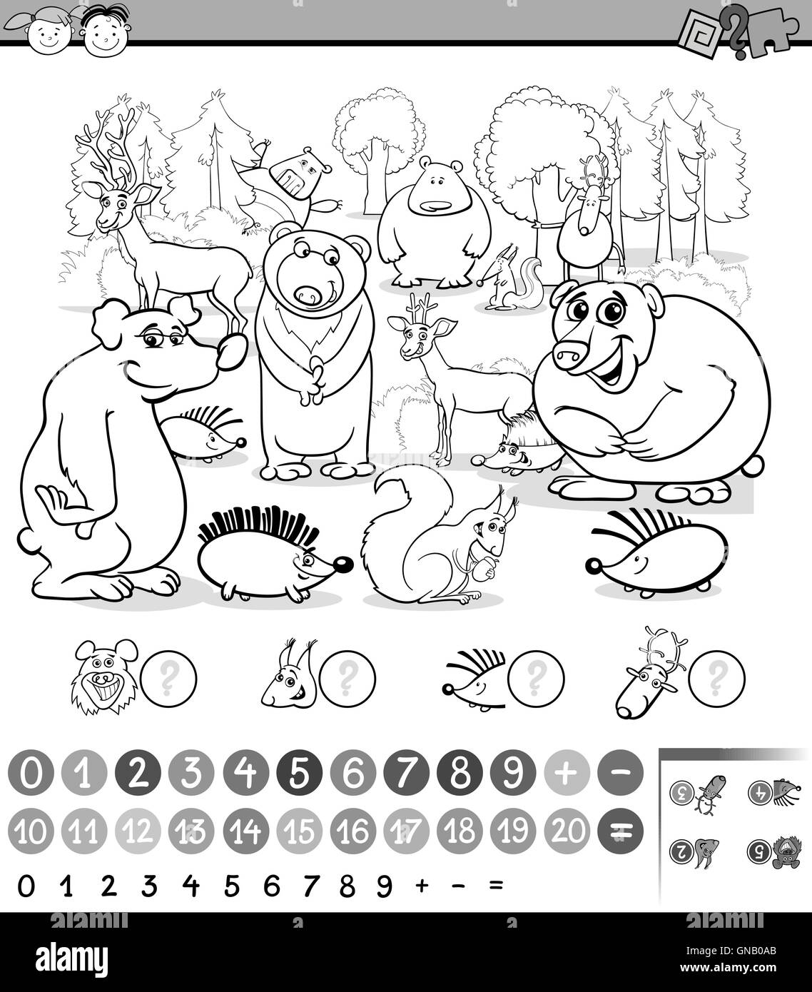 counting animals coloring book Stock Vector Image & Art - Alamy