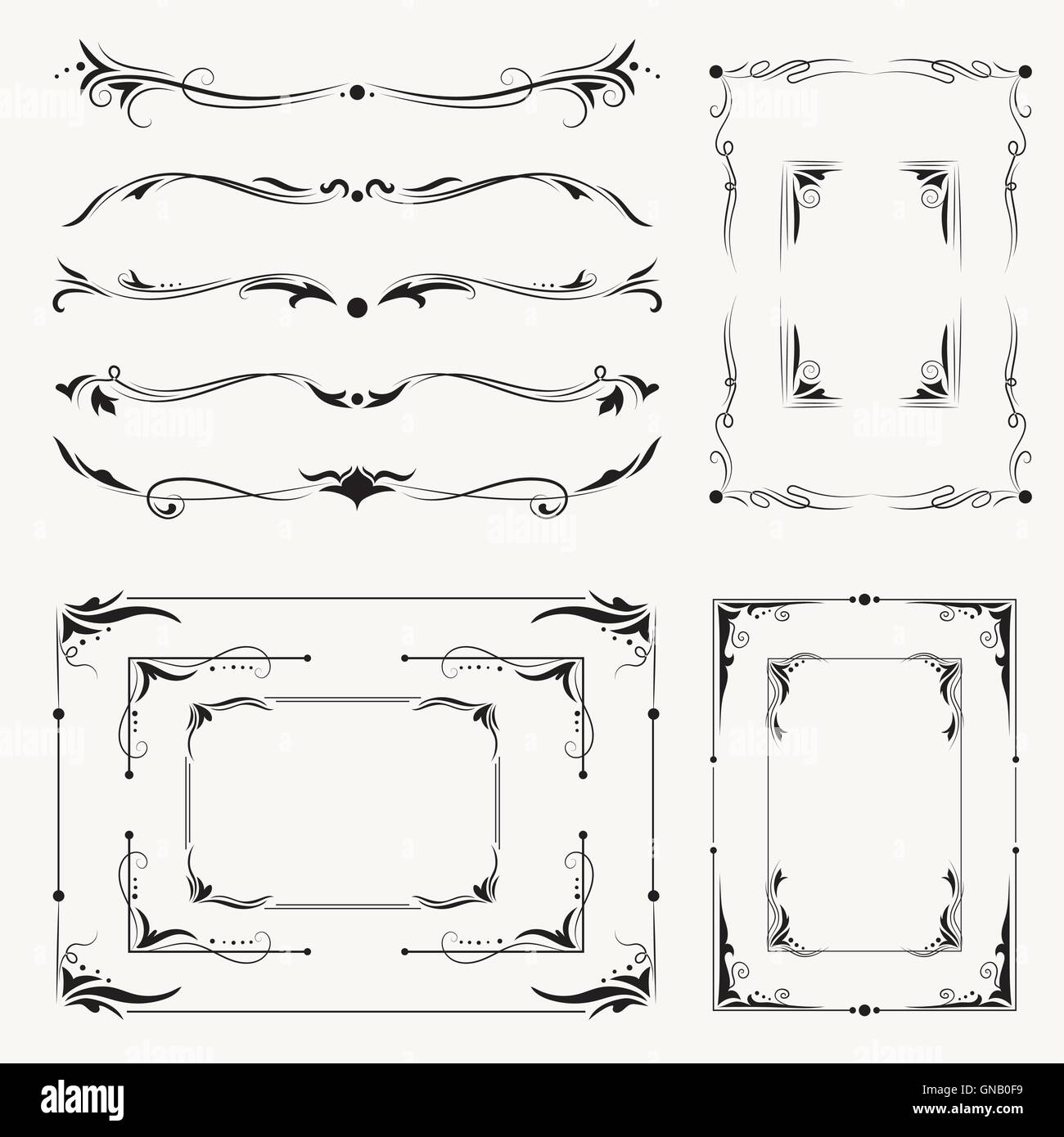 Vector Calligraphic Frames and Vignettes Stock Vector Image & Art - Alamy