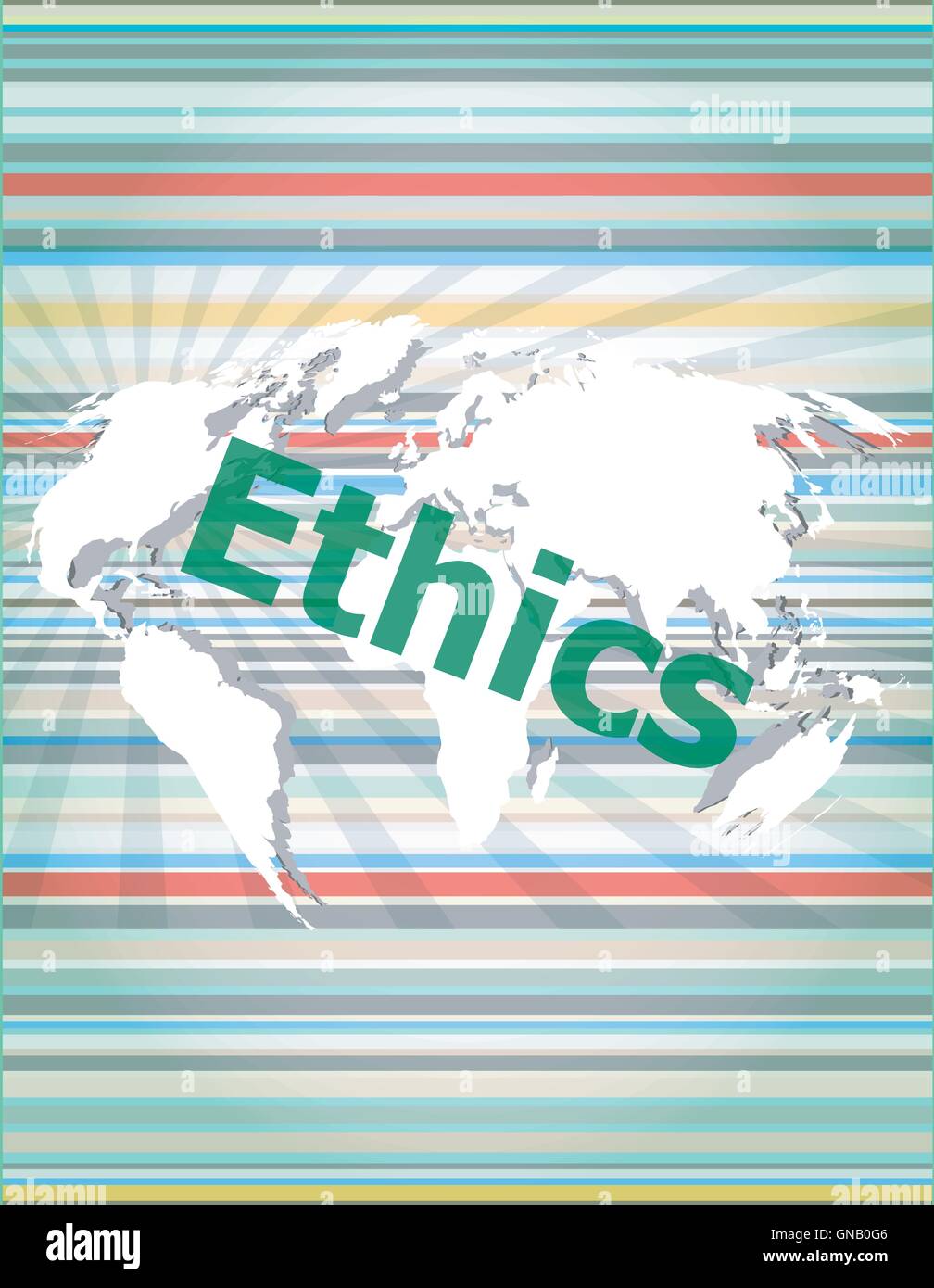 ethics word on digital touch screen vector quotation marks with thin ...