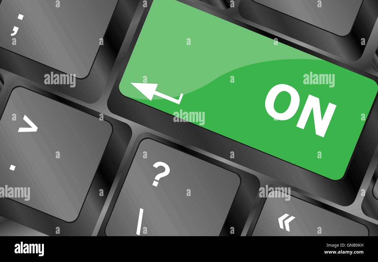 On - text on a button keyboard. Keyboard keys icon button vector Stock ...