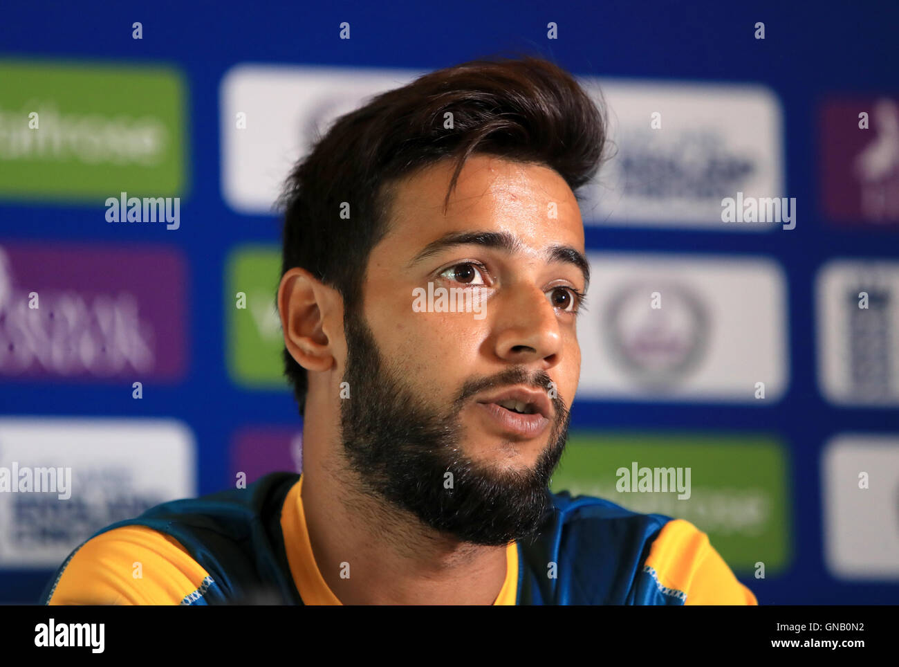 Pakistan's Imad Wasim speaks during a press conference at Trent Bridge ...