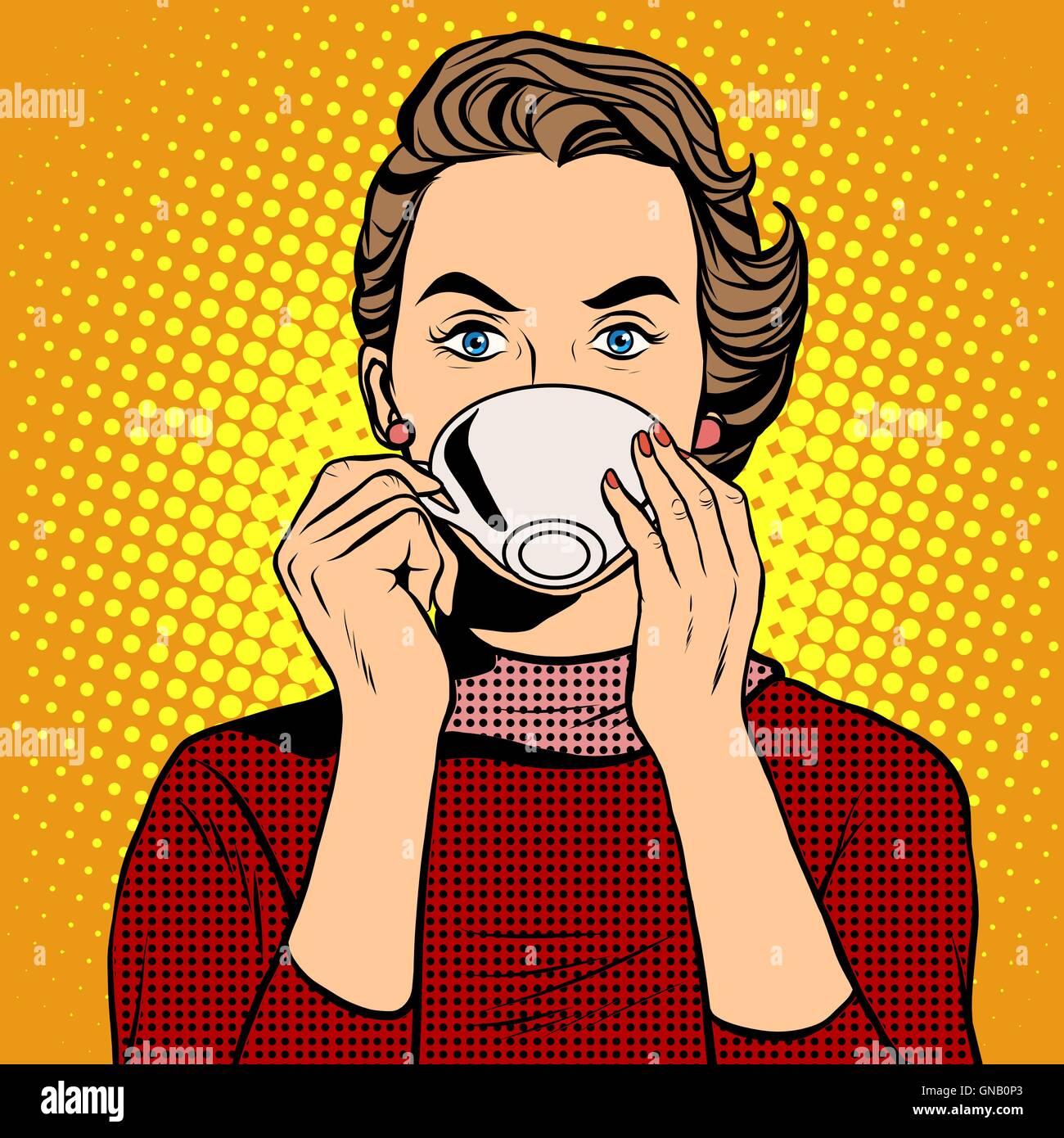 Woman drink hot coffee Stock Vector Images - Alamy