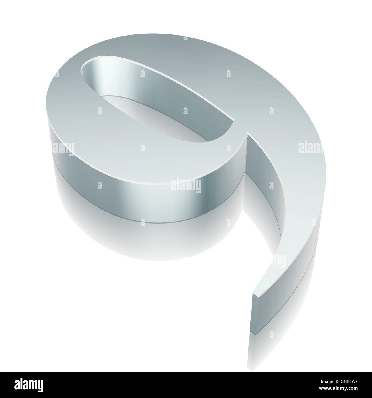 3d metallic character 9 with reflection, vector illustration Stock ...