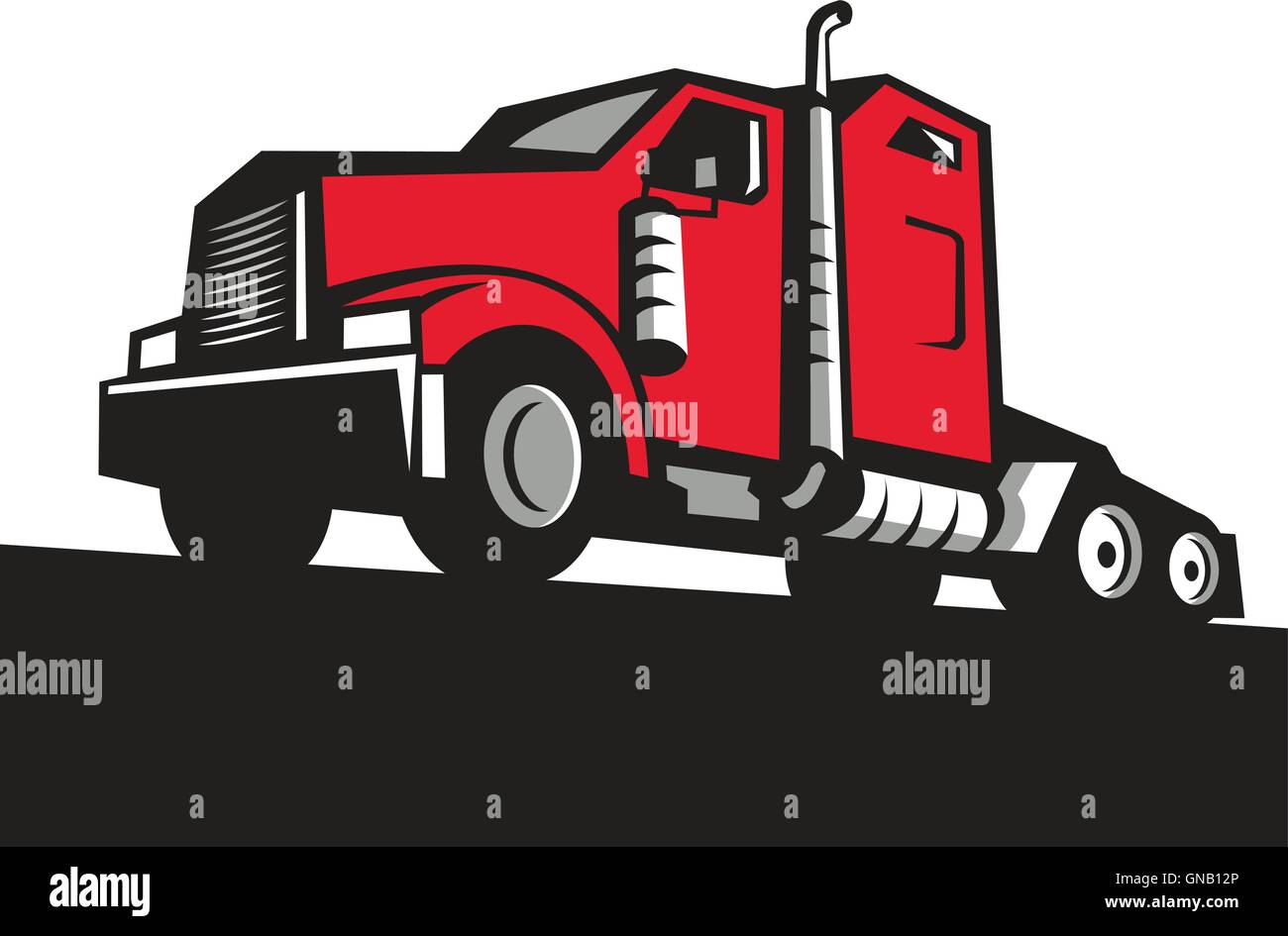 Semi Truck Tractor Low Angle Retro Stock Vector Image & Art - Alamy