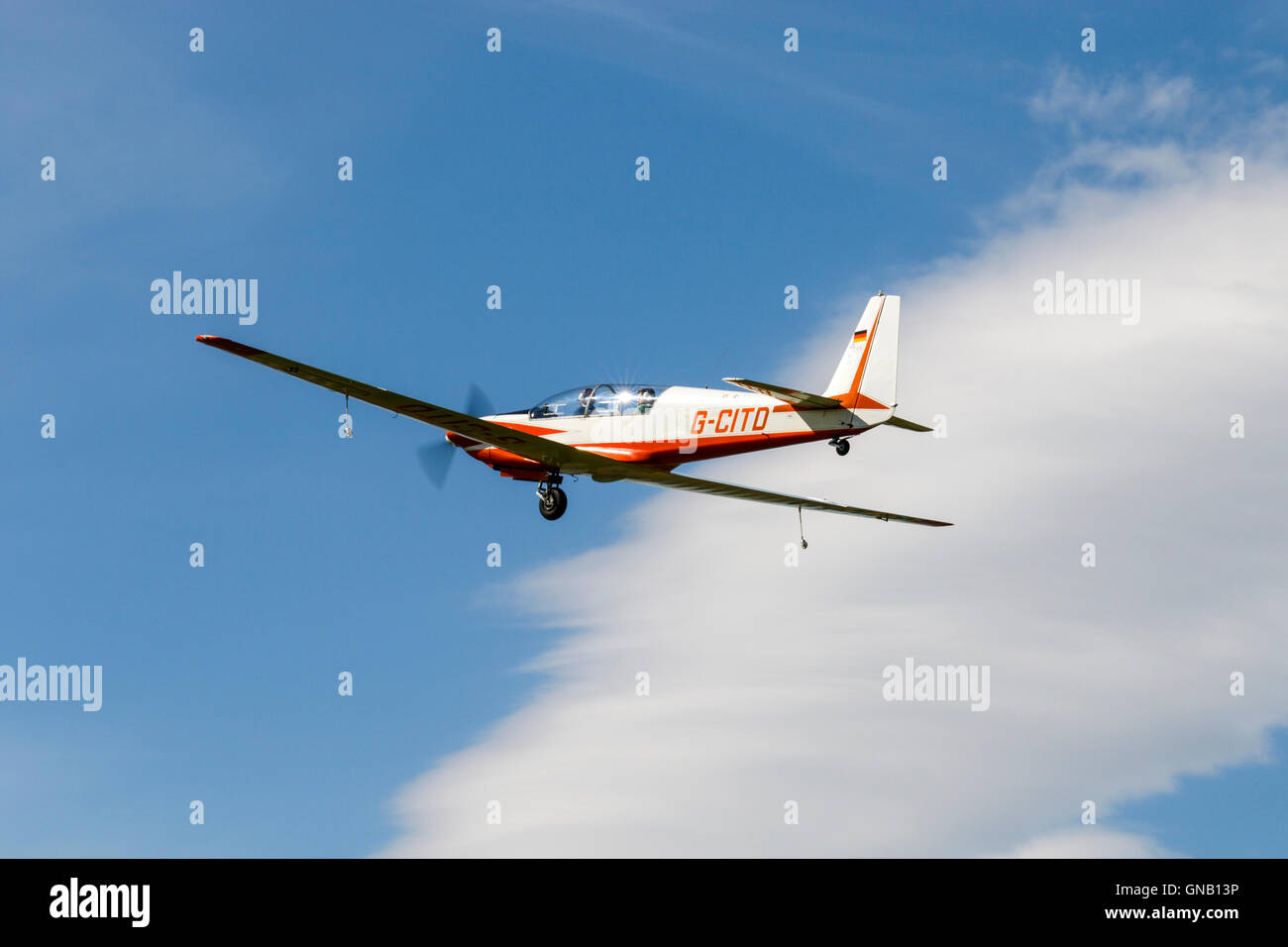 Fournier RF5 G-CITD in flight over Breighton Airfield Stock Photo - Alamy