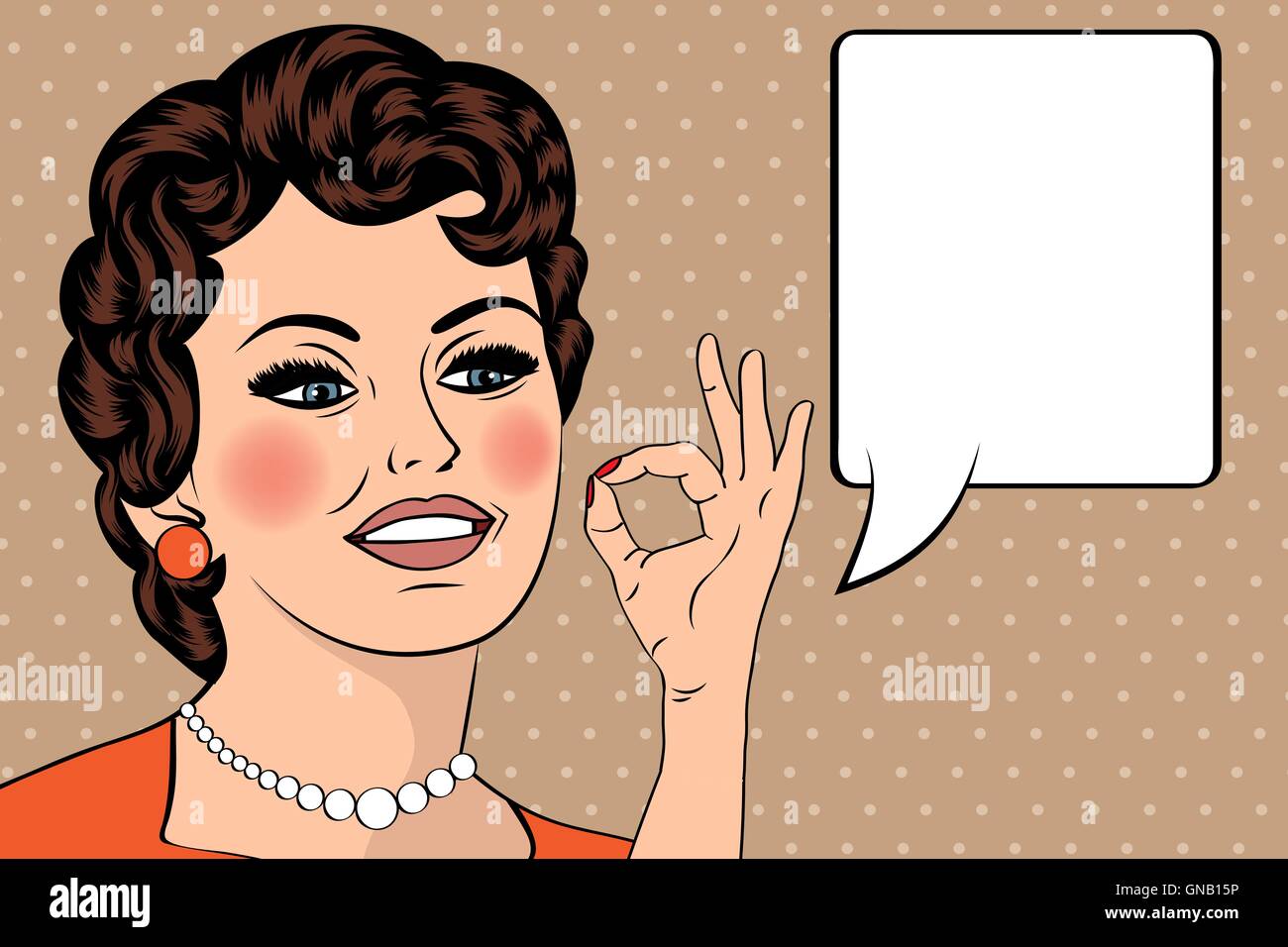 pop art cute retro woman in comics style with OK sign Stock Vector ...