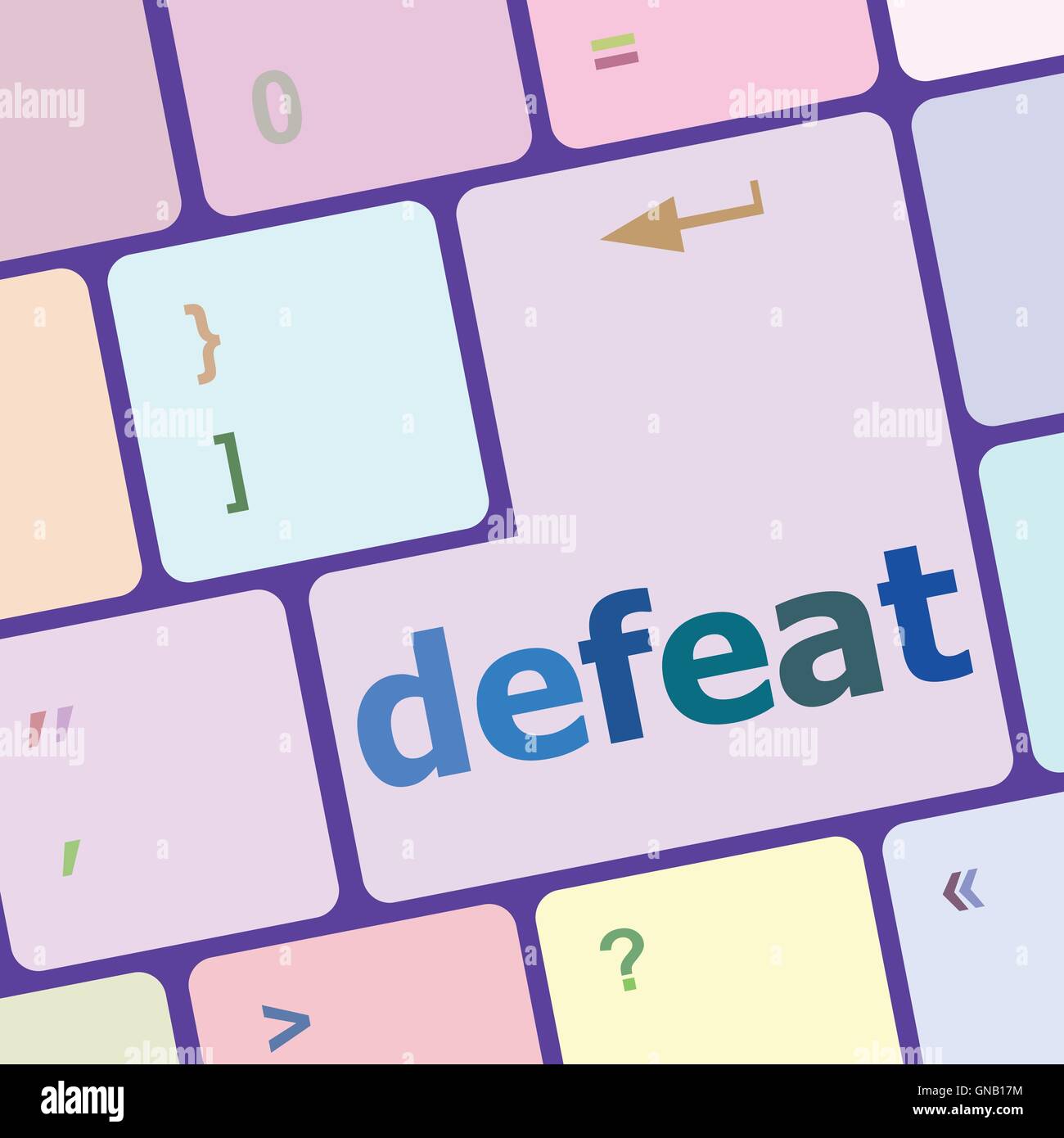 defeat button on white computer keyboard keys vector illustration Stock ...
