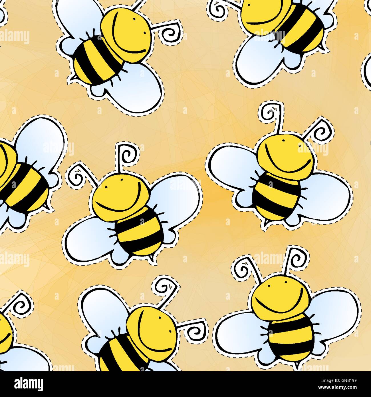 Hand drawn doodle bee pattern Stock Vector Image & Art - Alamy