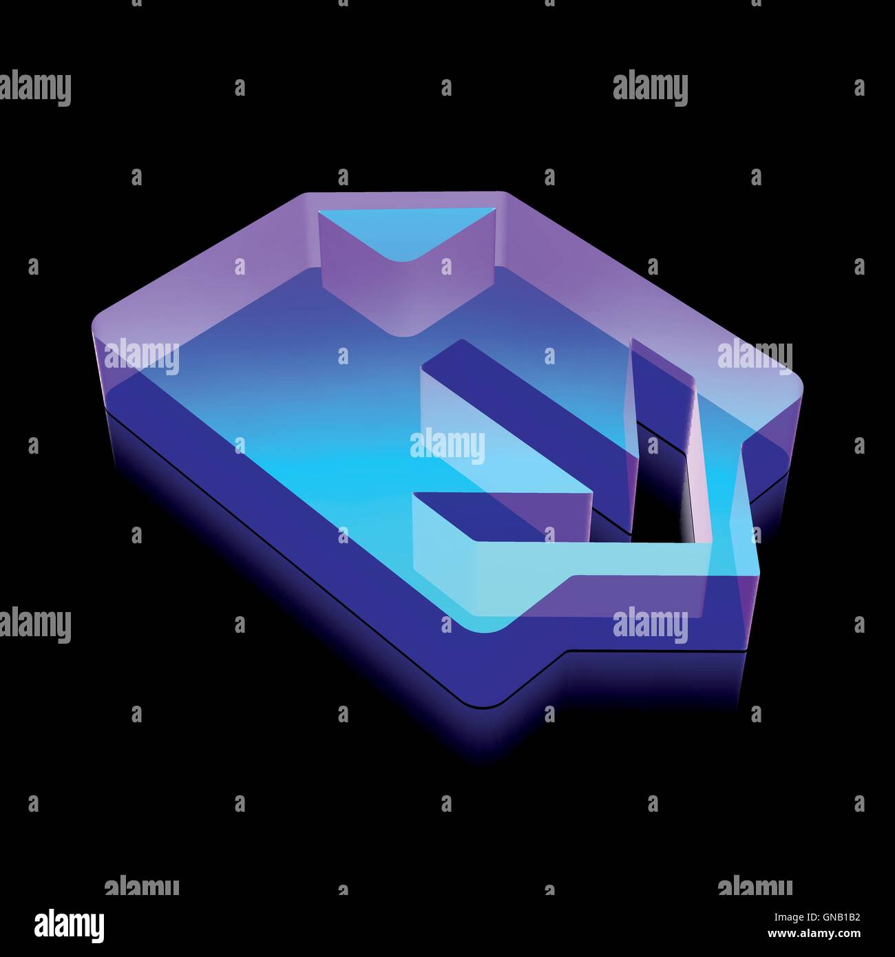 3d neon glowing Download icon made of glass, vector illustration Stock ...