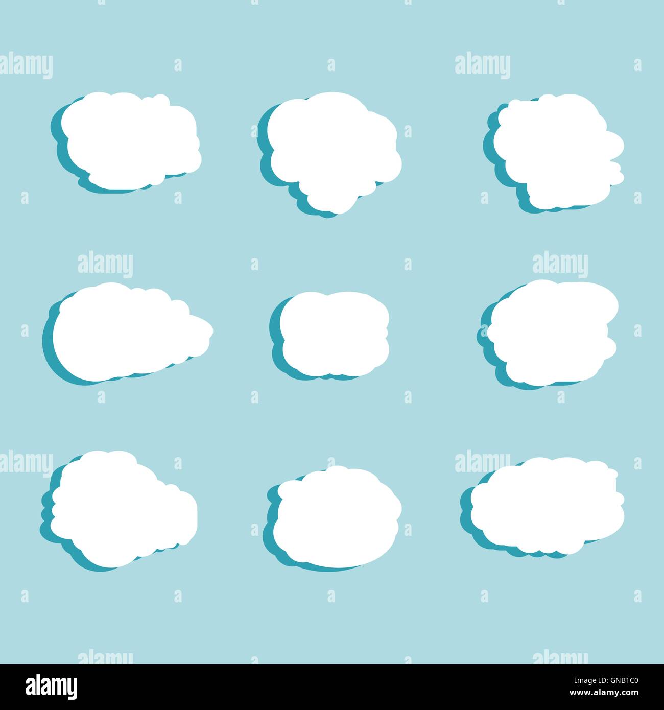 Set of blue sky, clouds. Cloud icon, cloud shape. Set of different ...