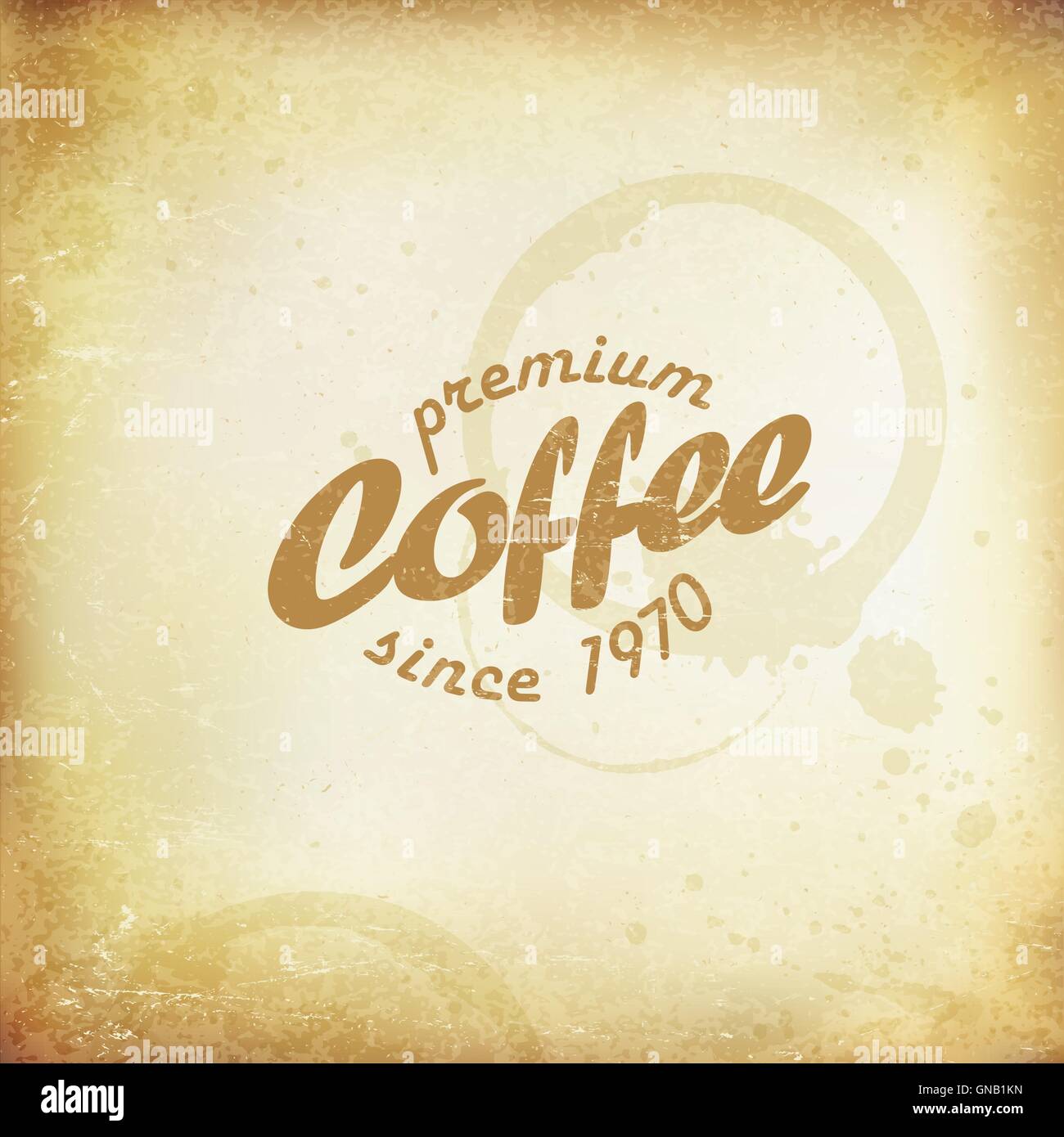 Vintage Coffee Poster. Coffee stains and rings. On old paper tex Stock ...