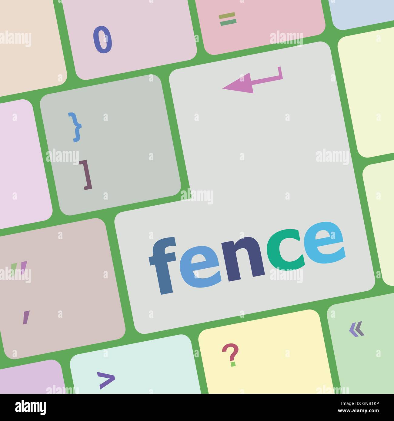 vector fence word on computer pc keyboard key vector illustration Stock ...