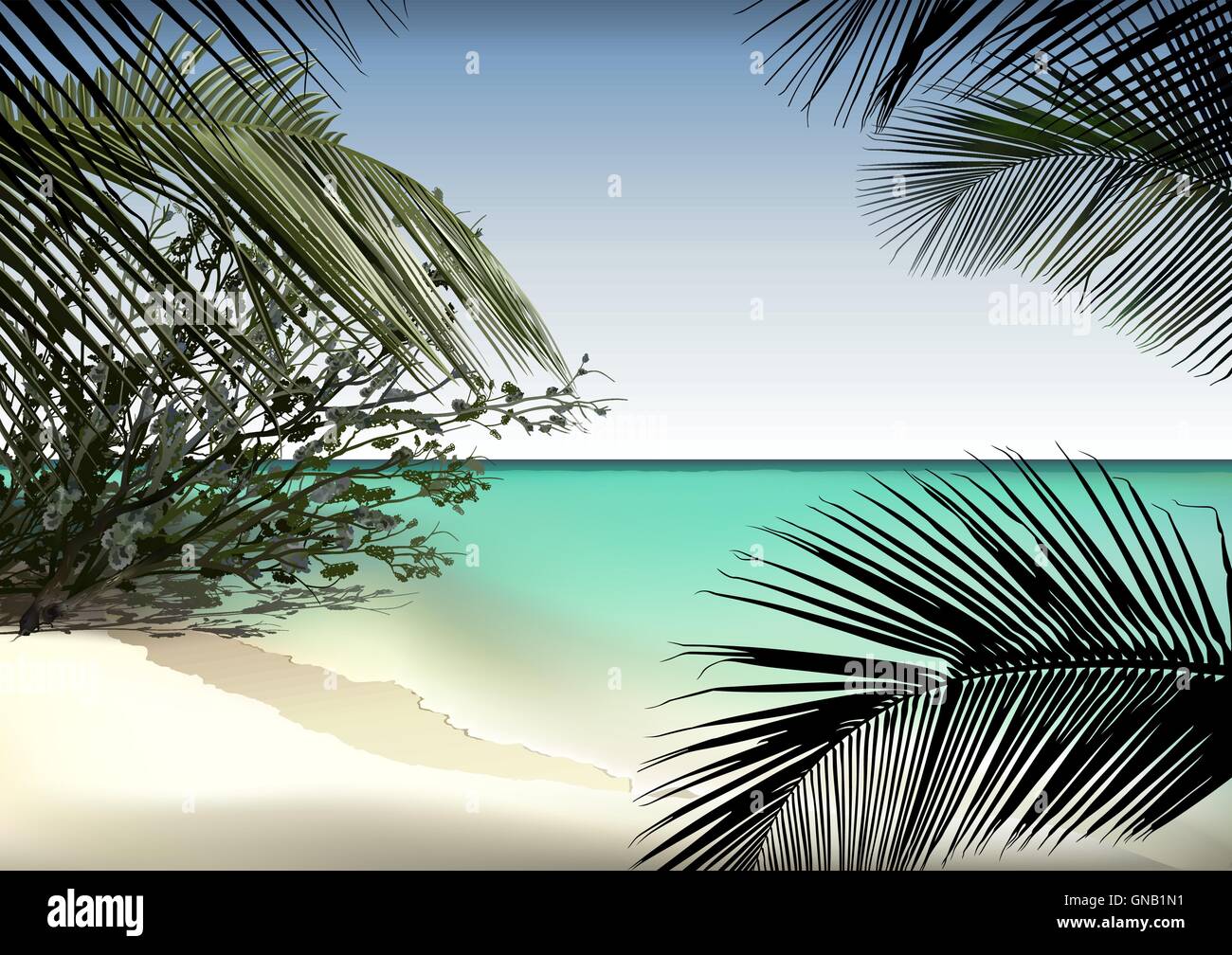 Tropical sea island plants Stock Vector Images - Alamy