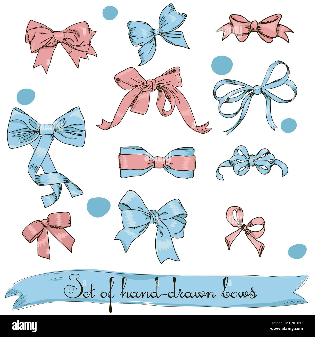 set of vintage pink and blue bows Stock Vector Image & Art - Alamy