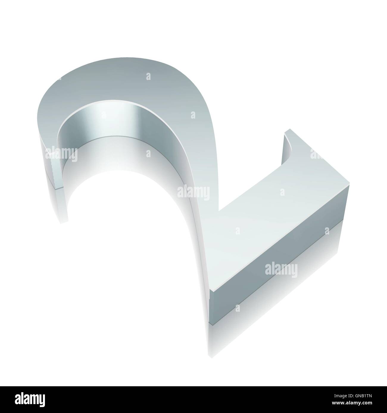 3d metallic character 2 with reflection, vector illustration Stock ...