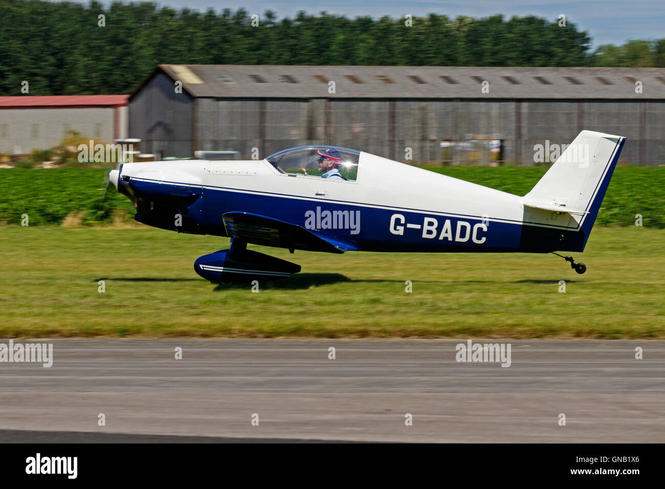 Rollason Beta B2A G-BADC taking-off from Breighton Airfield Stock Photo ...