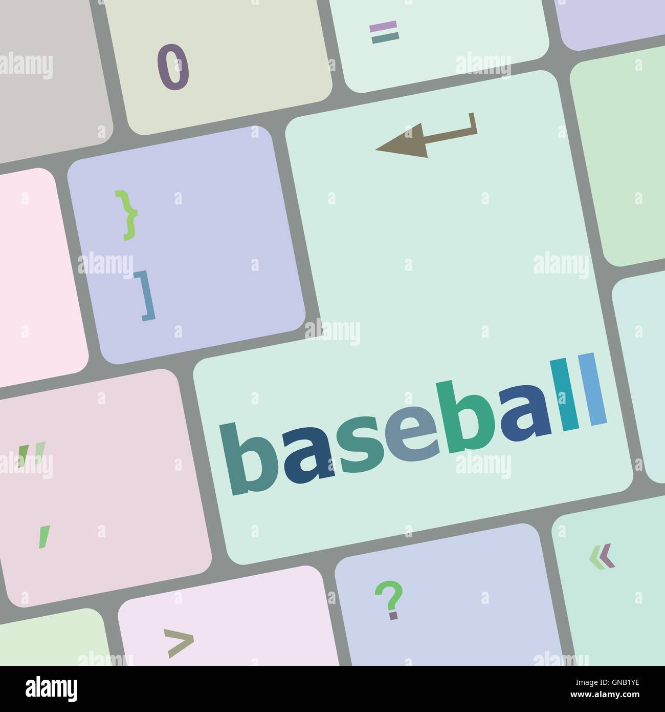 baseball word on keyboard key, notebook computer vector illustration ...