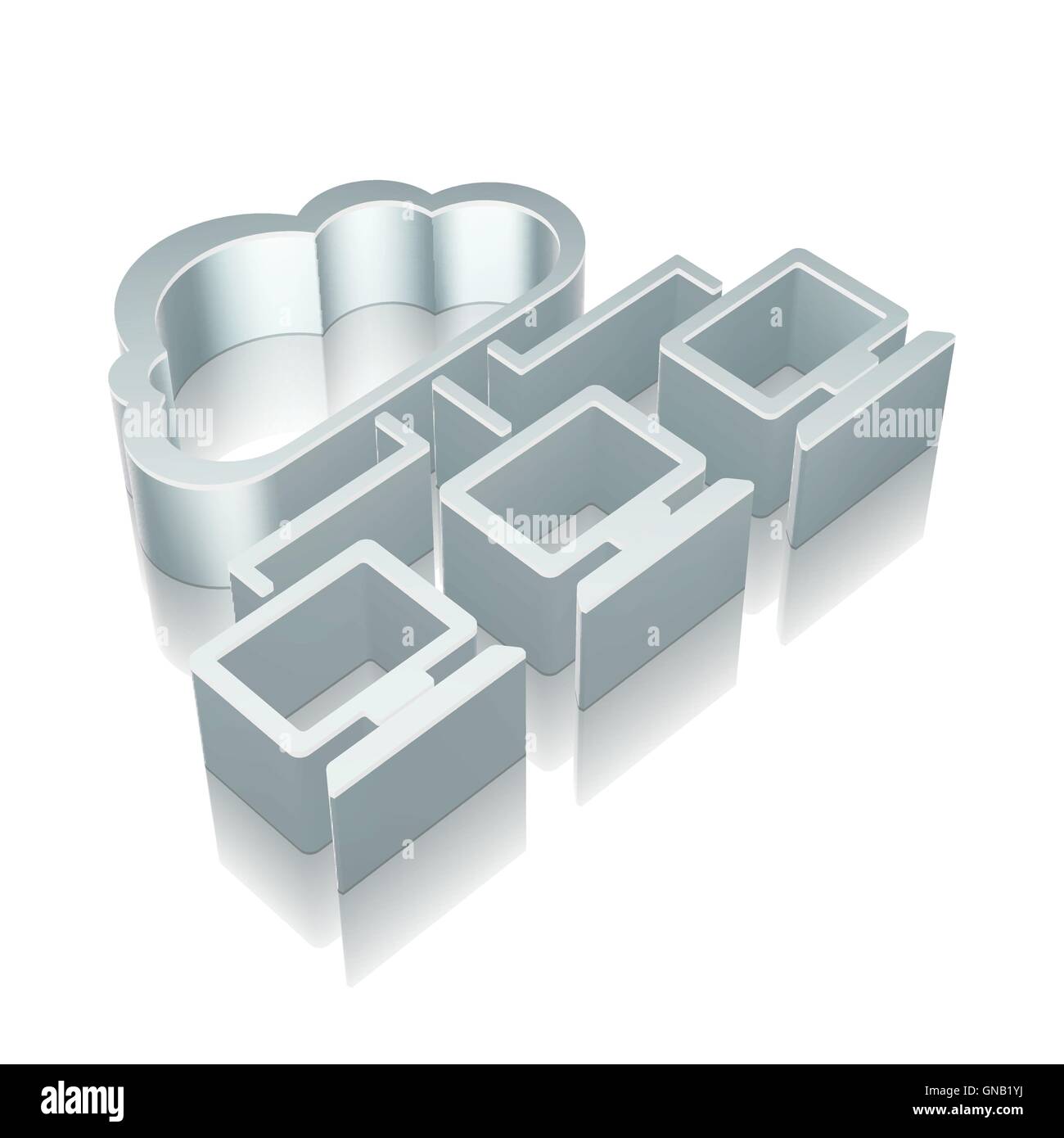 3d metallic Cloud Network icon with reflection, vector illustration Stock Vector Image & Art - Alamy