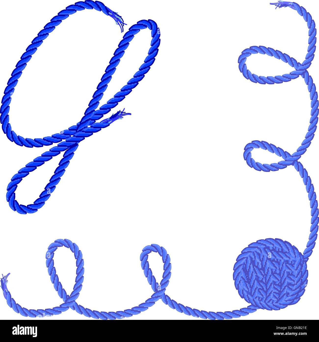 Letter G. Alphabet font vector - yarn, rope, cable Stock Vector Image ...