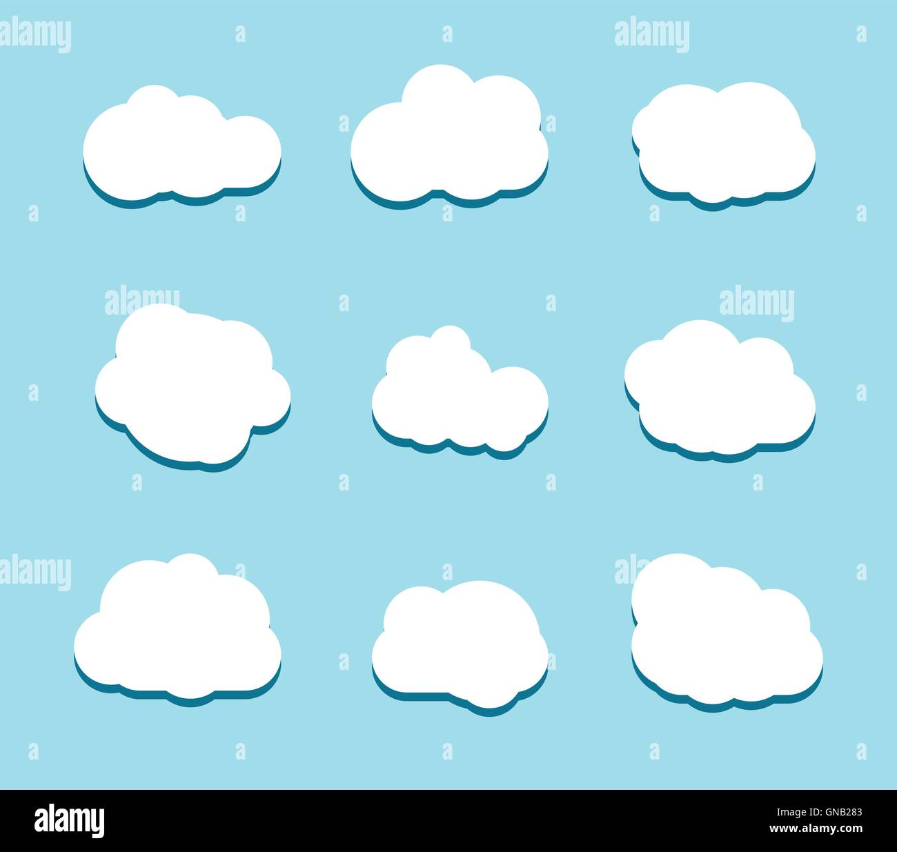 Set of blue sky, clouds. Cloud icon, cloud shape. Set of different ...