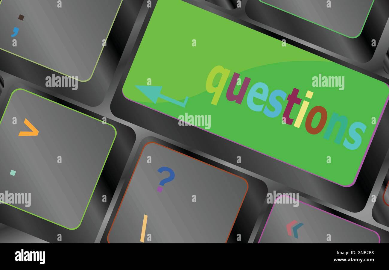 Computer keyboard key with key questions, closeup vector keyboard key. keyboard button. Vector ...