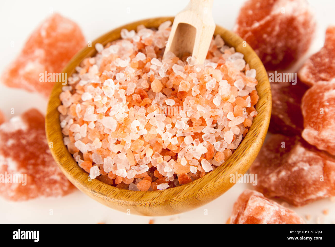 Salt in a bamboo bowl Stock Photo - Alamy