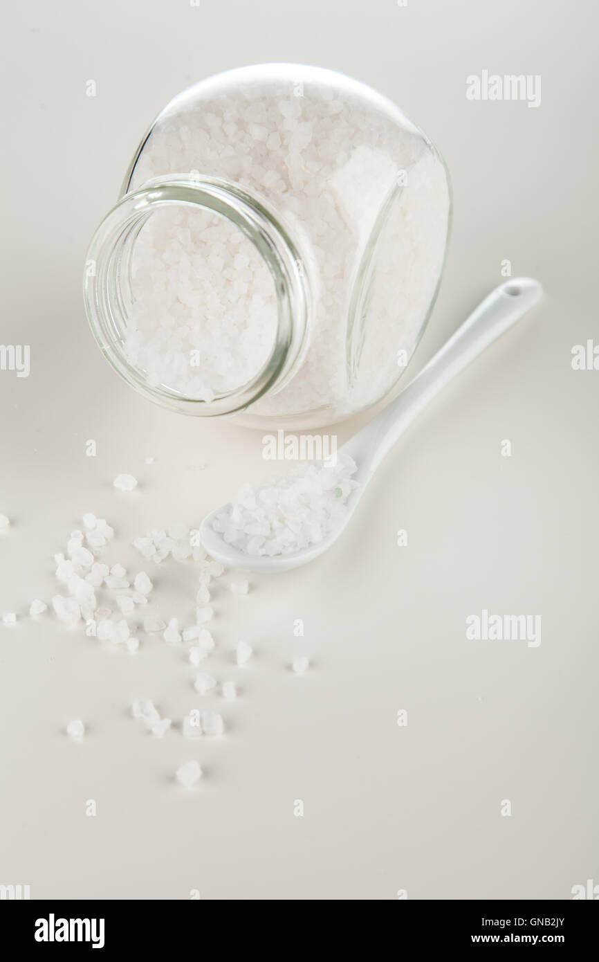 Salt in glass container Stock Photo - Alamy