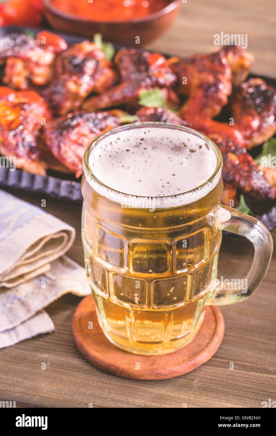 Pitcher Of Beer And Wings