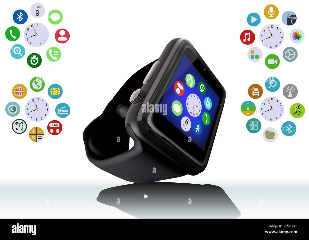 Mobile watch Stock Vector Images - Alamy