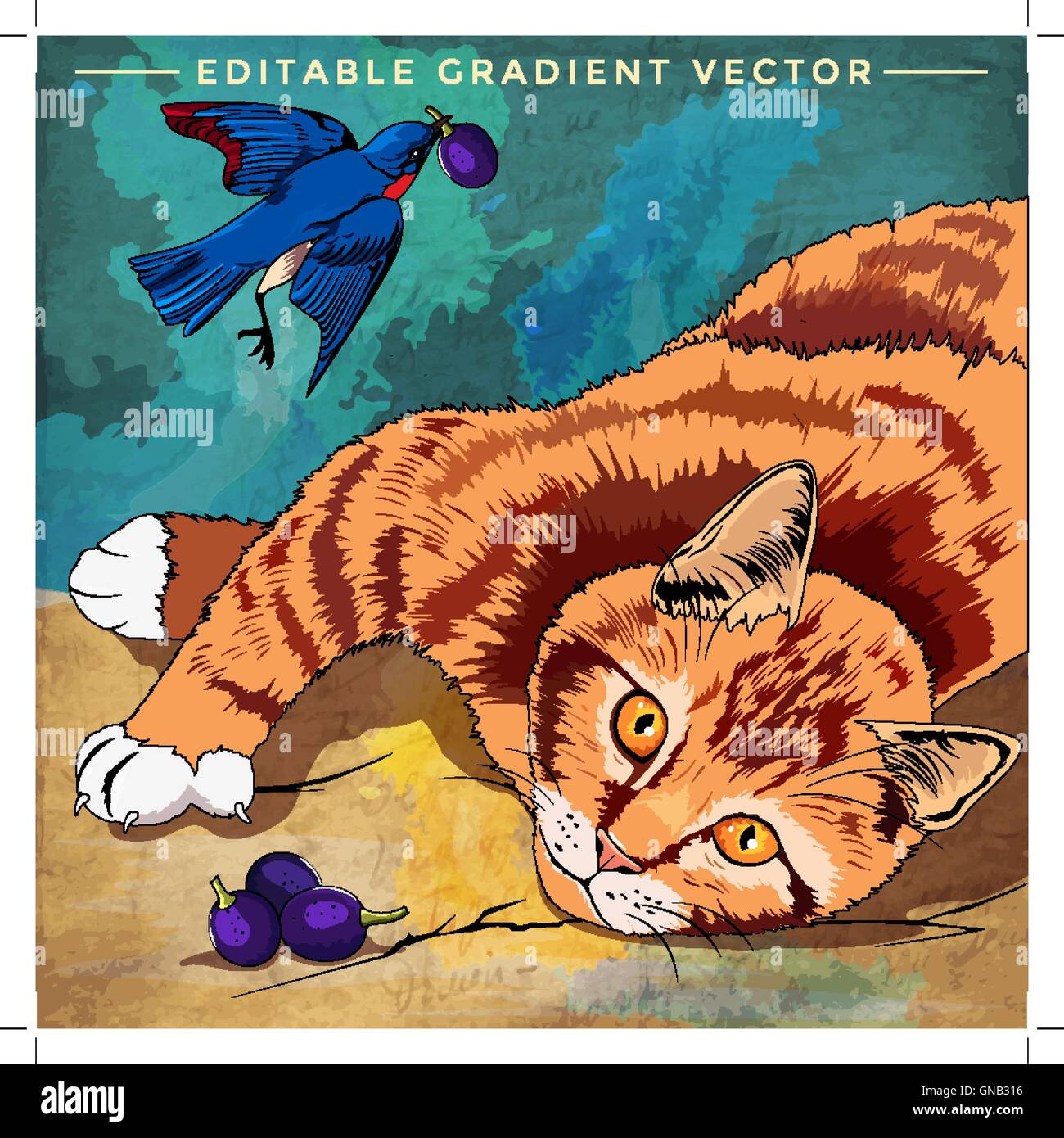 Cat and Bird Illustration Stock Vector Image & Art - Alamy