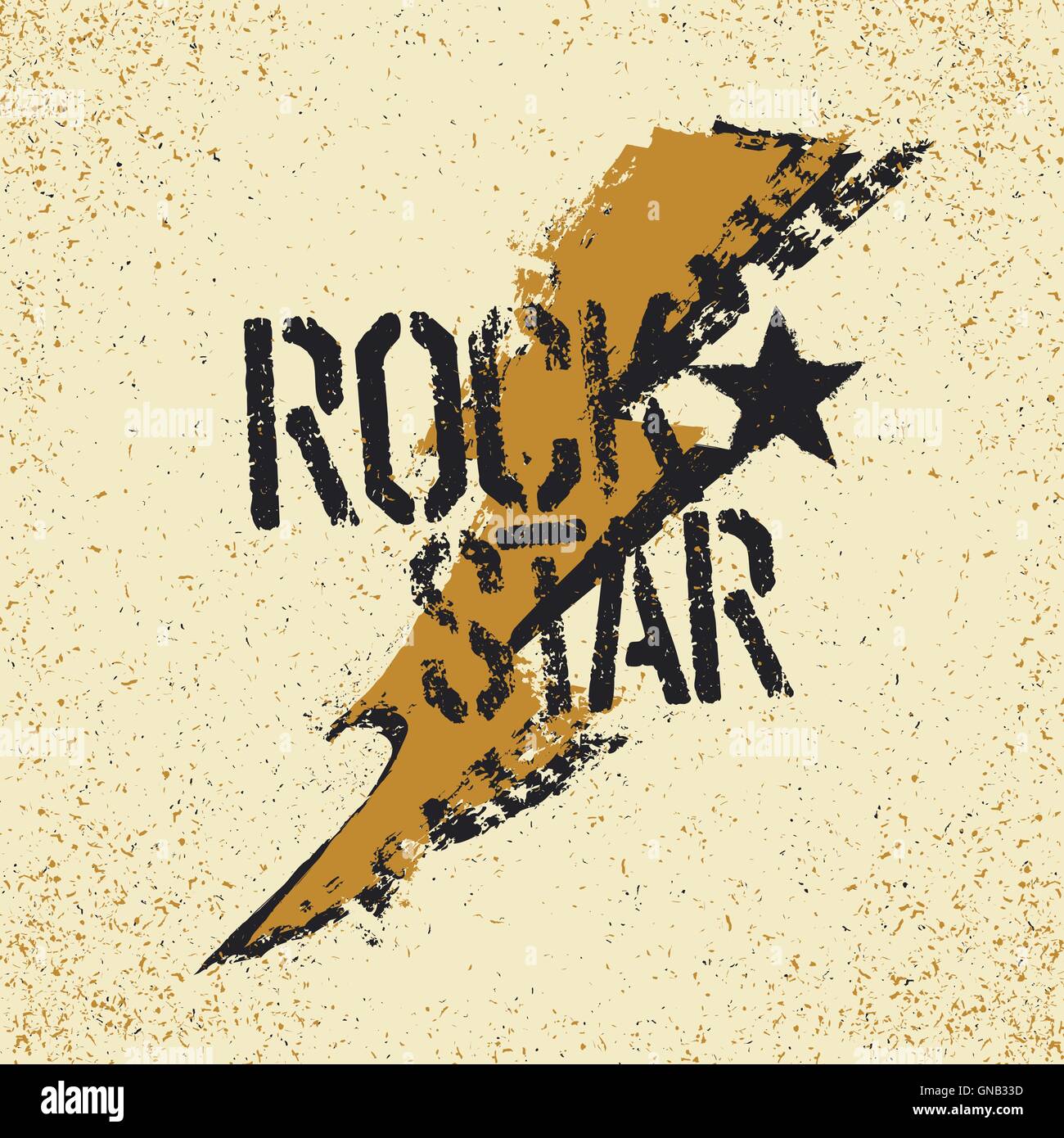 Rockstar. Grunge lettering with thunderbolt symbol. Tee print de Stock ...