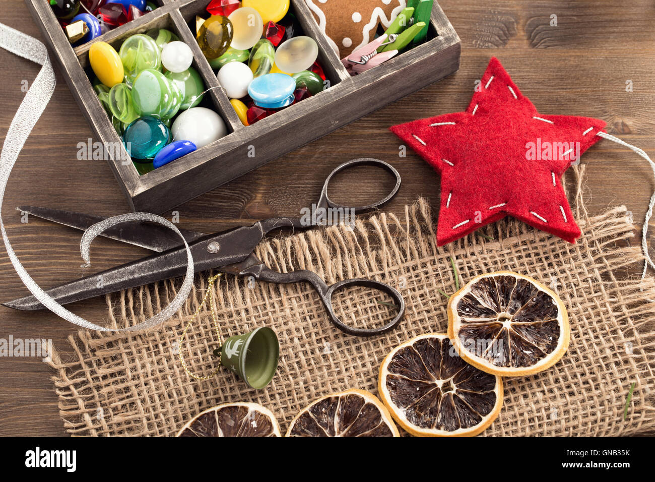 Hand crafted holiday ornaments Stock Photo - Alamy