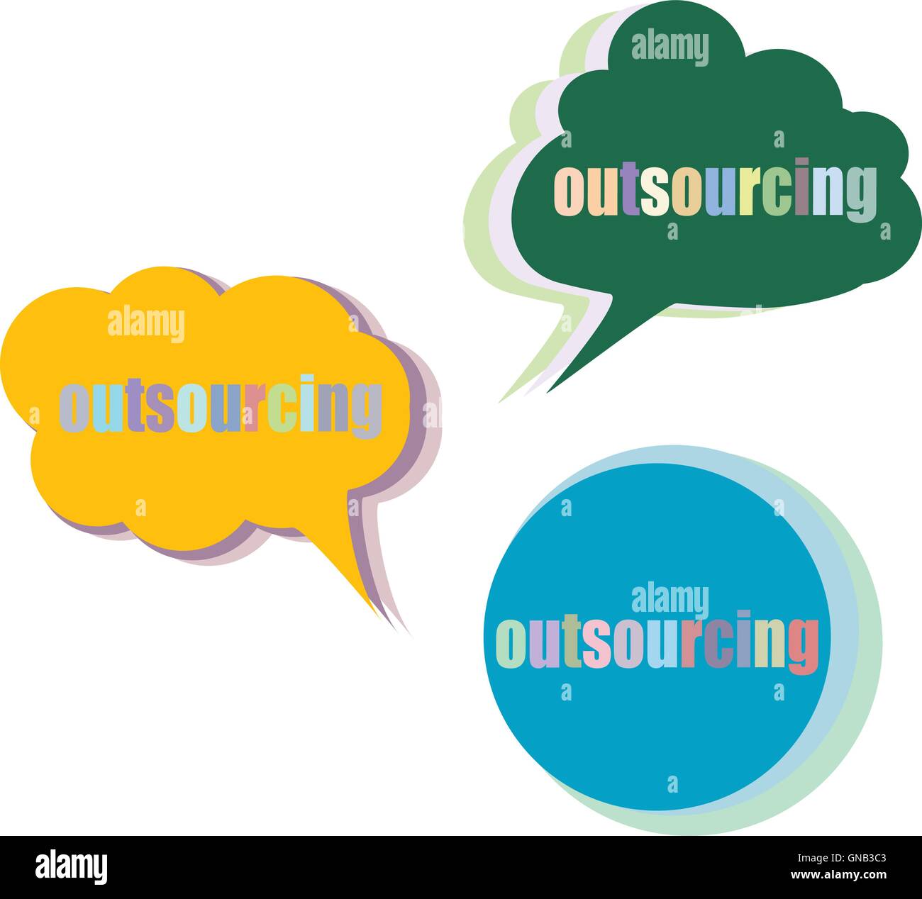 outsourcing. Set of stickers, labels, tags. Business banners, Template ...