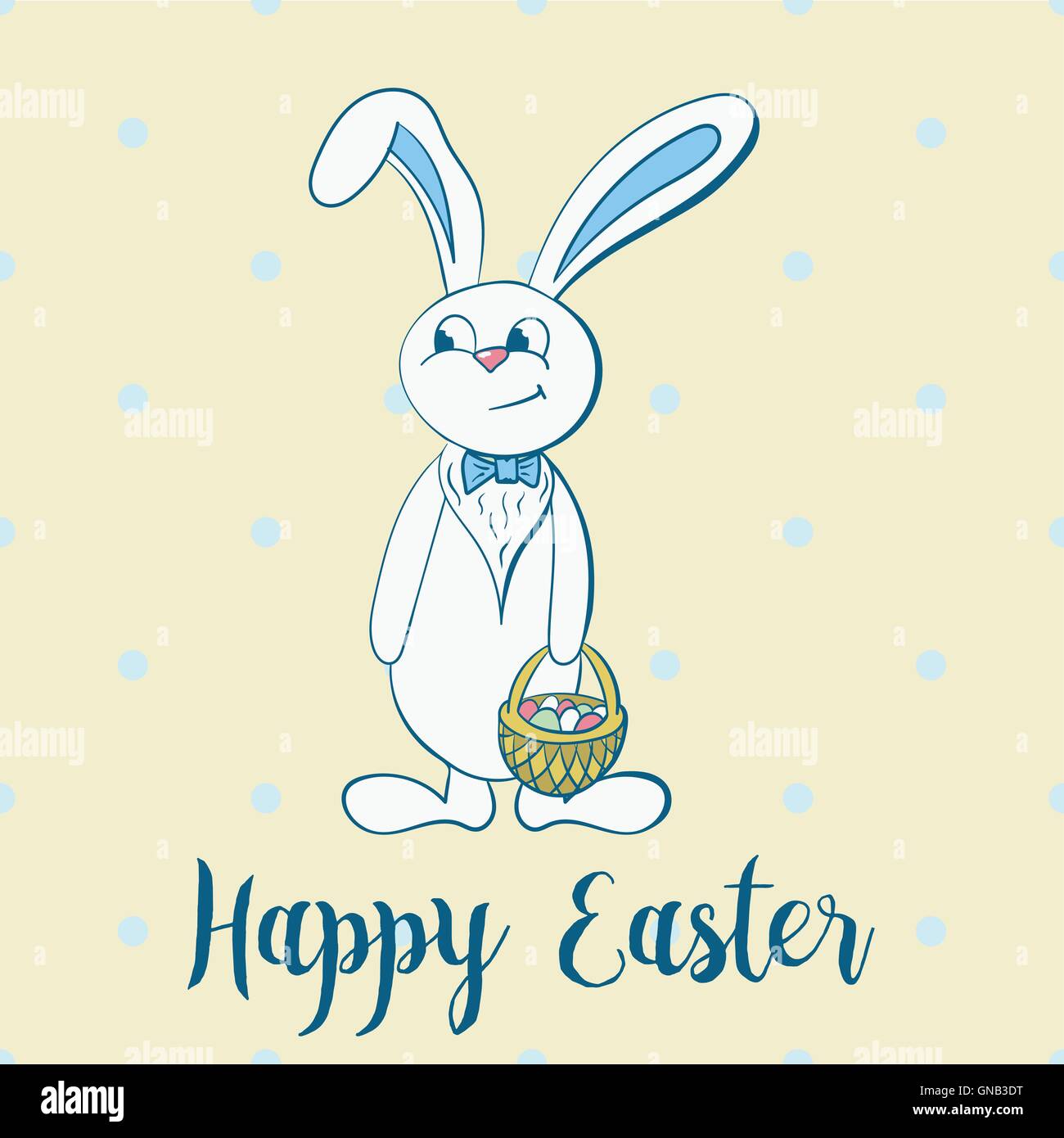 Happy easter poster, rabbit boy keeps egg bascet Stock Vector Image ...