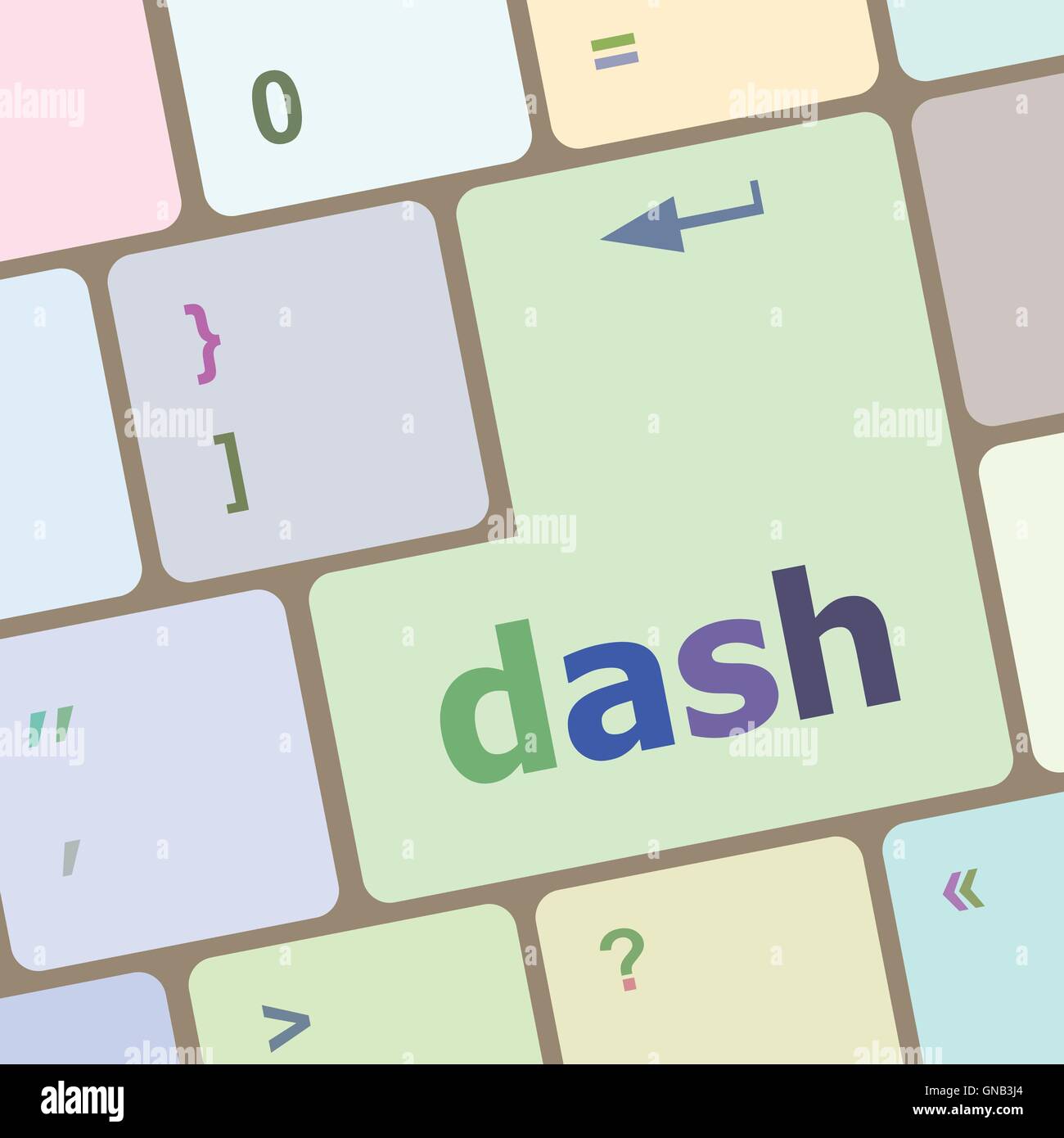 dash word on keyboard key, notebook computer button vector illustration ...