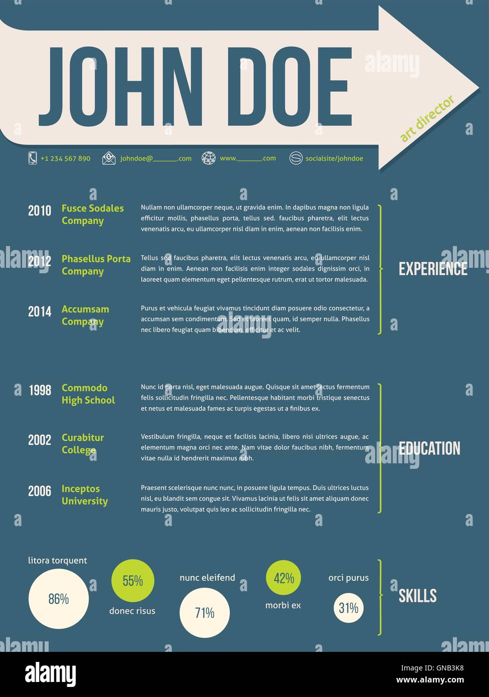 Modern resume cv template with arrow ribbon Stock Vector Image & Art ...