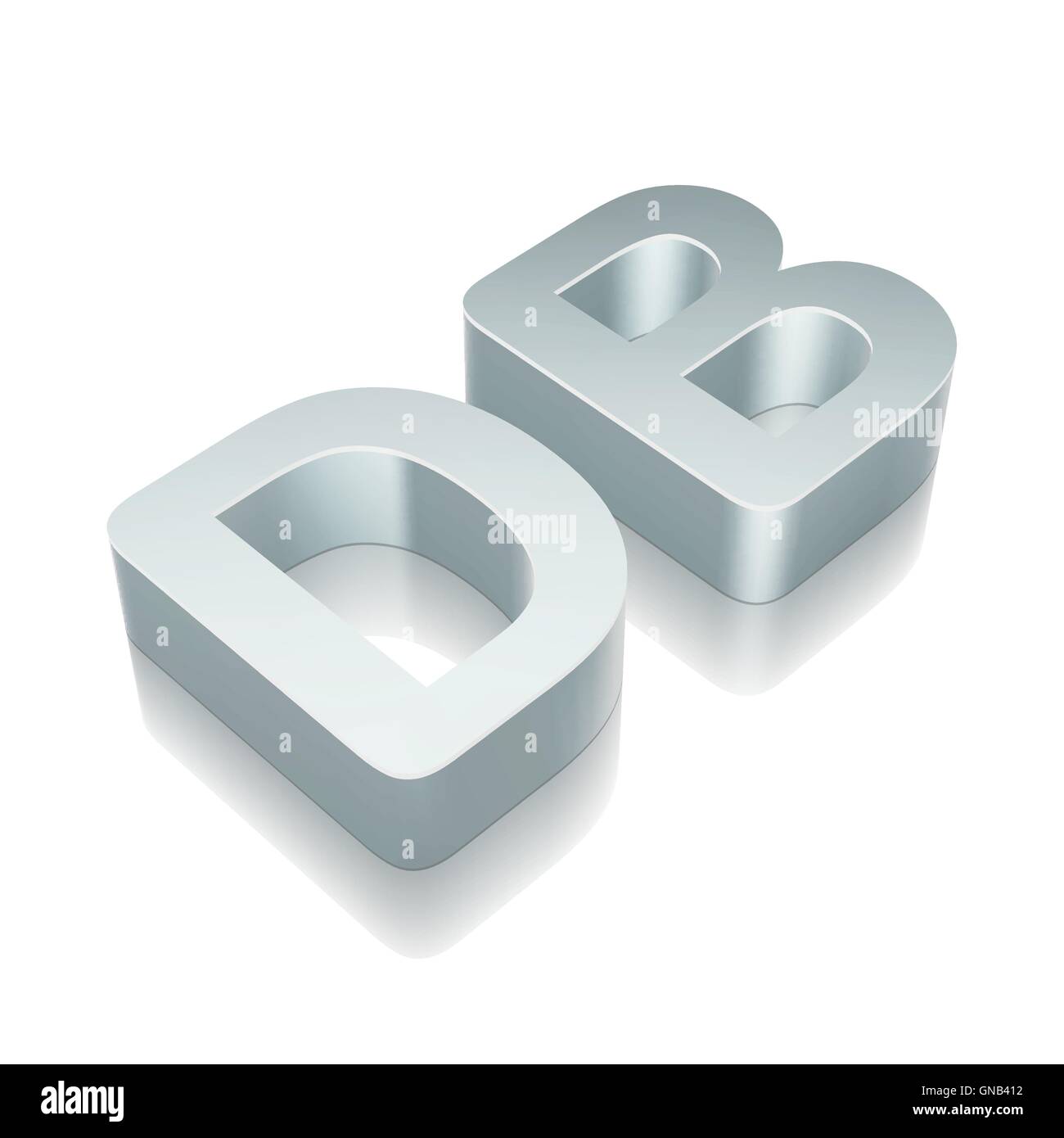 3d metallic character DB with reflection, vector illustration Stock ...