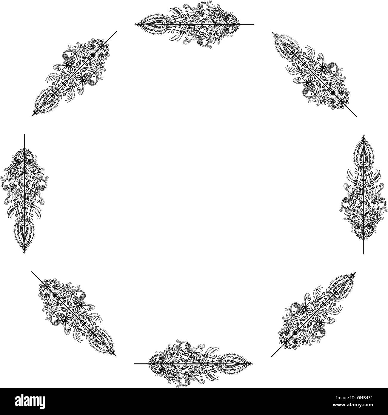 Vector Decorative frame from Feathers, Tribal design, Tattoo Stock ...