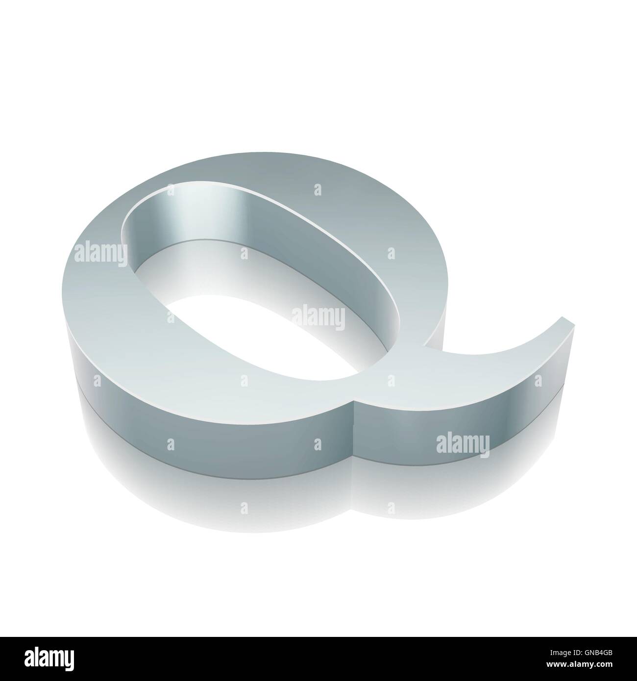 3d metallic character Q with reflection, vector illustration Stock ...