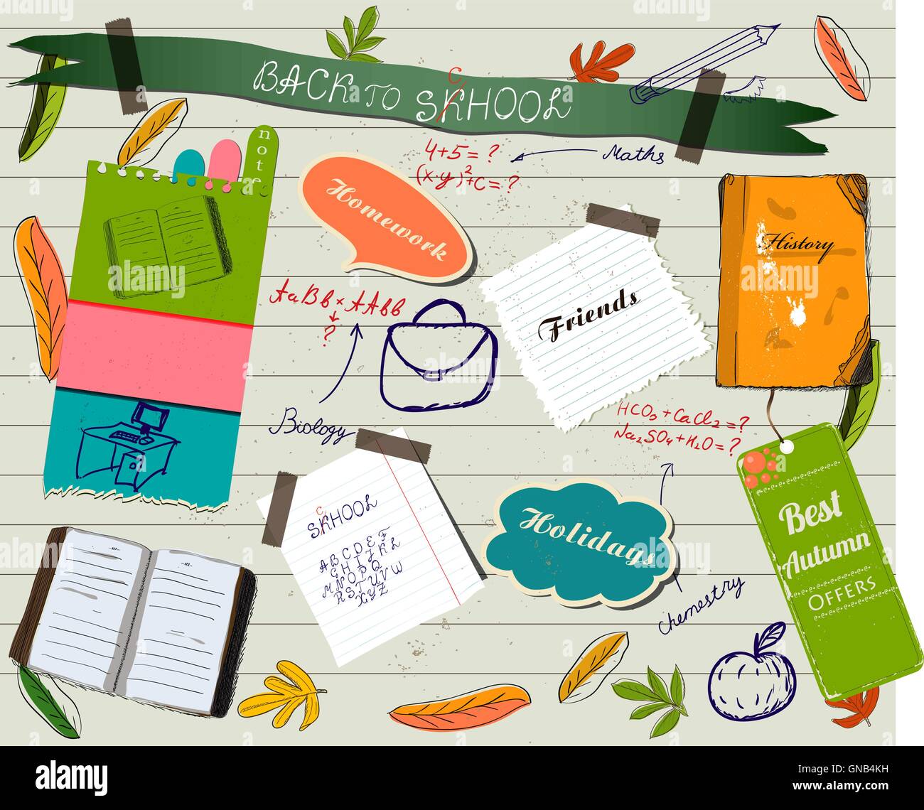 Back to school scrapbooking poster Stock Vector Image & Art - Alamy
