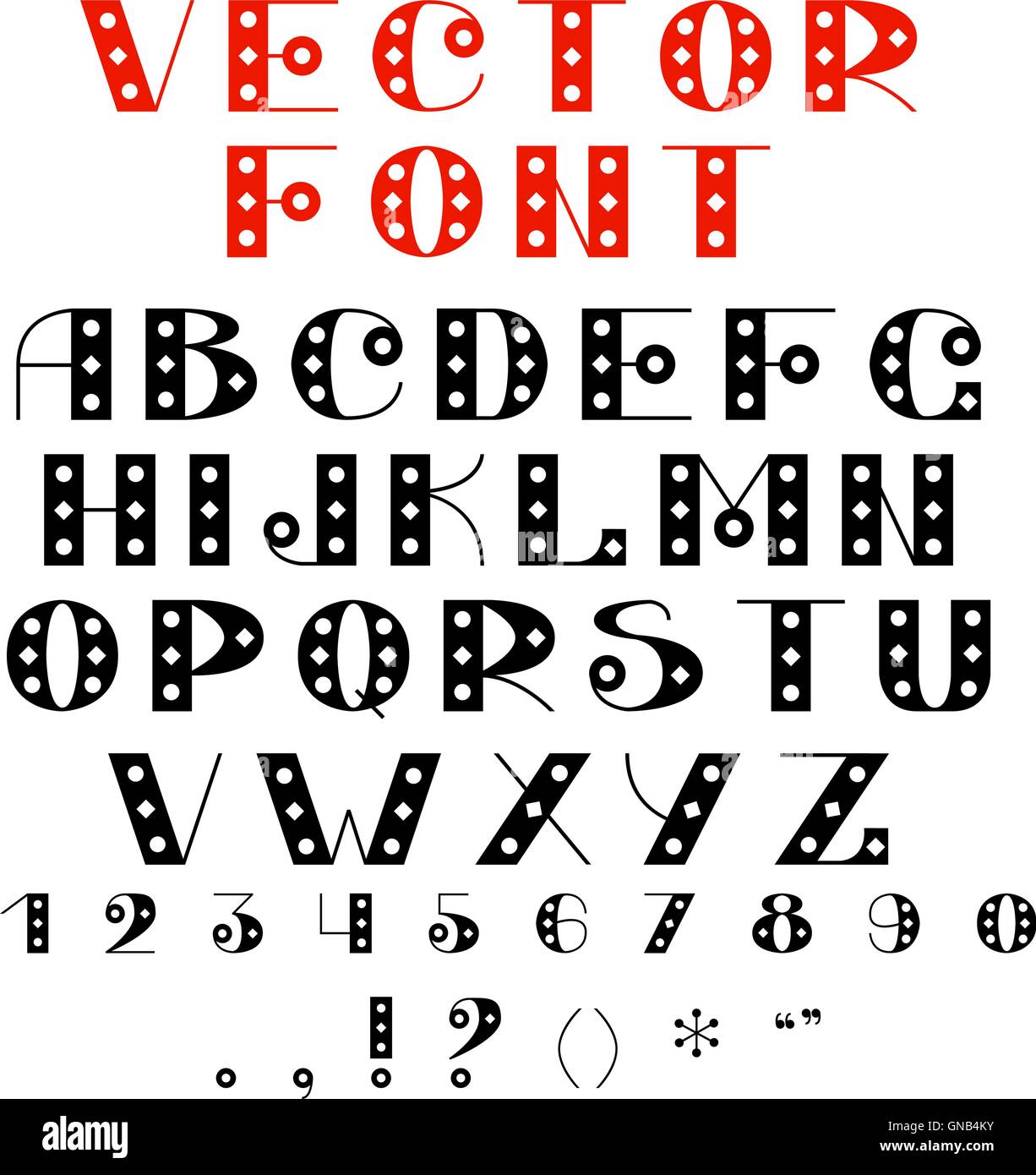 Vector simple font, with a pattern. Retro, vintage style Stock Vector ...