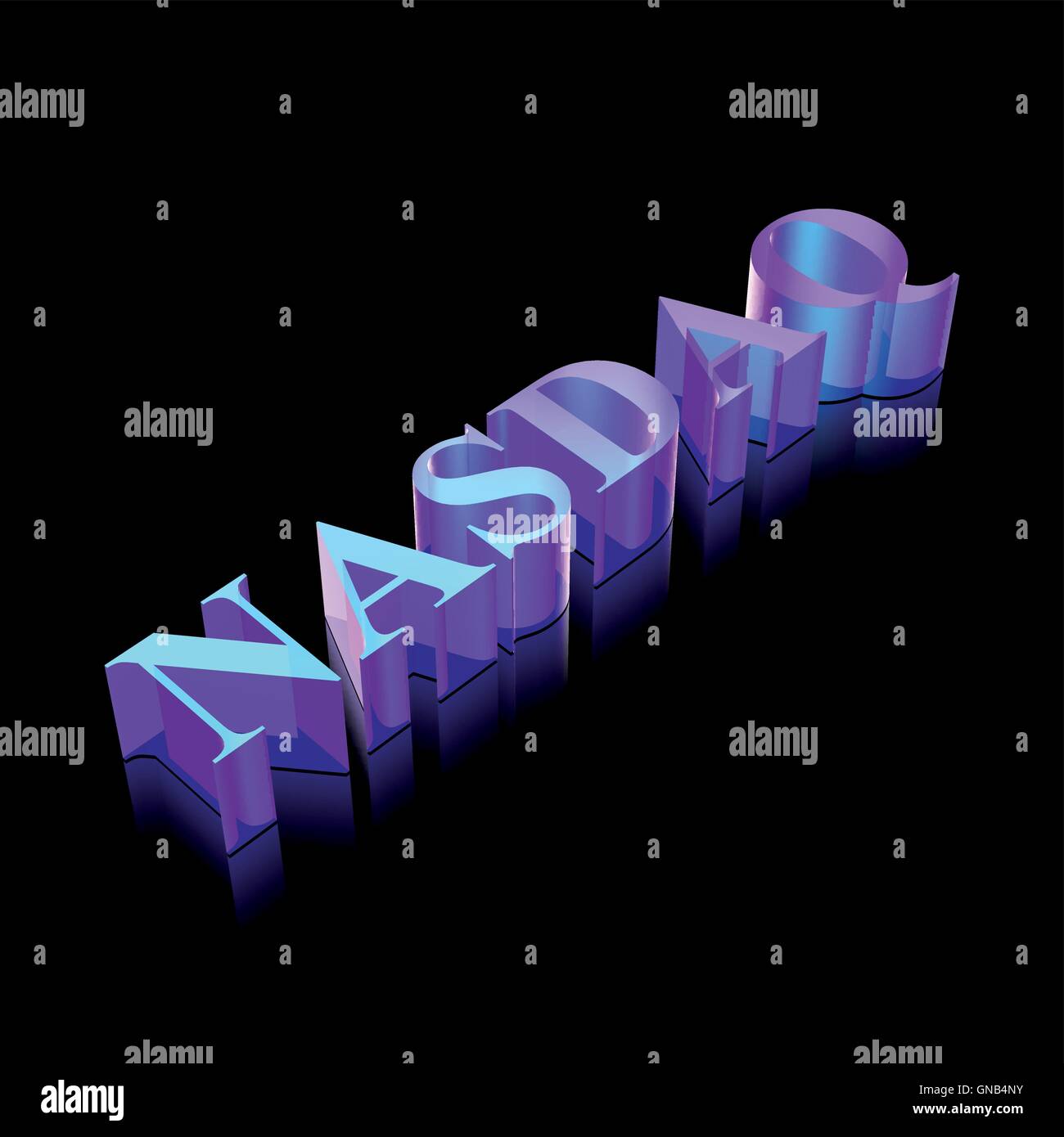 3d neon glowing character NASDAQ made of glass, vector illustration ...